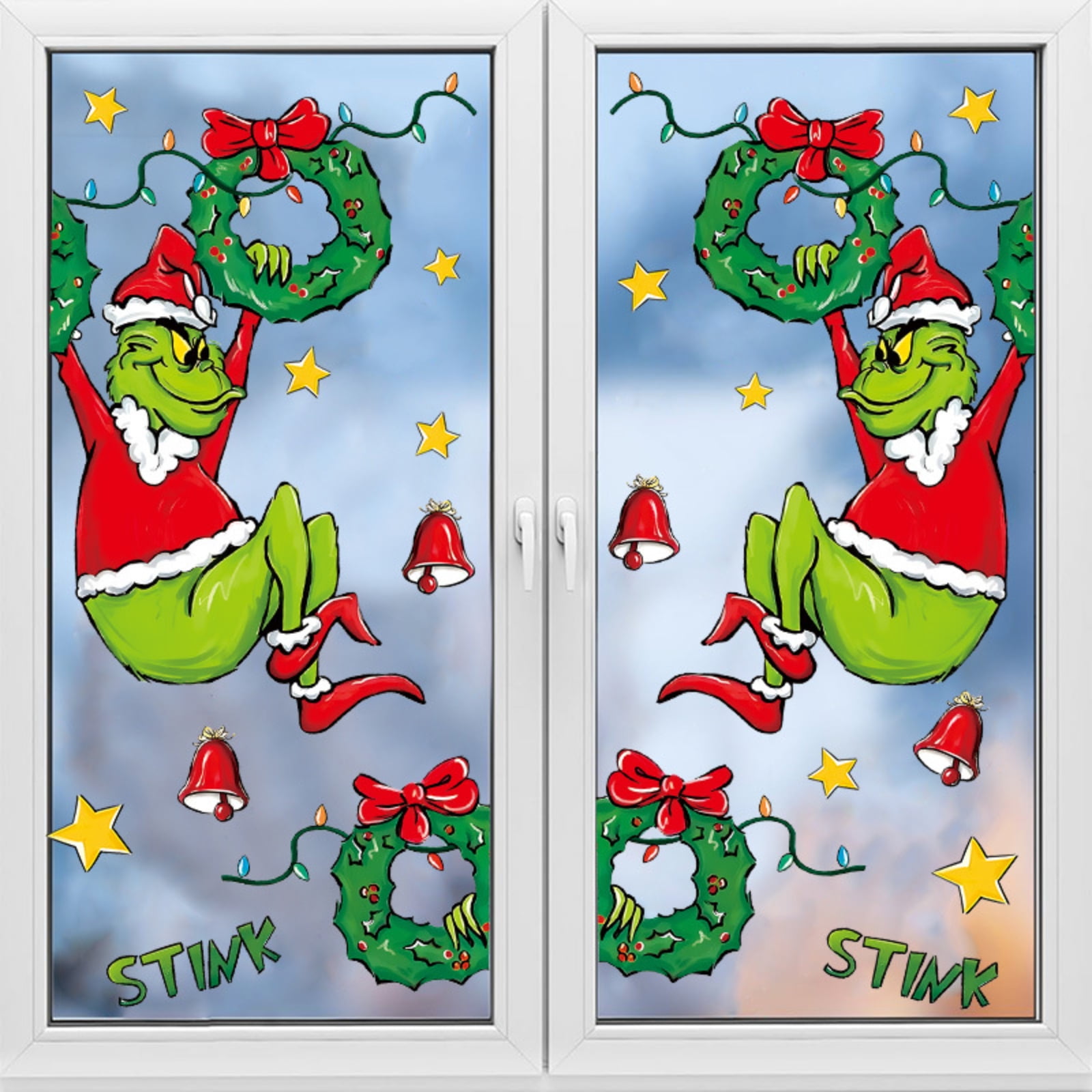 Grinch & Grinchmas Removable Static Cling Window Decals, Reusable No ...