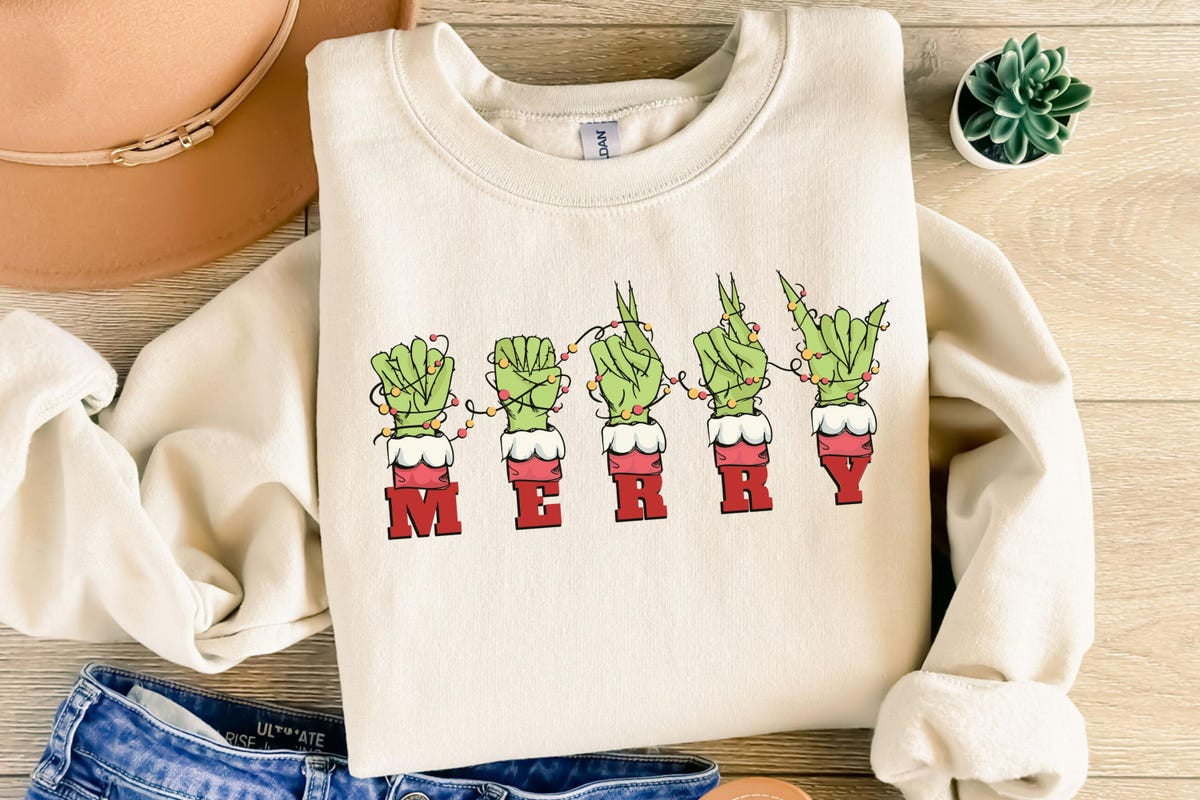 Grinch Hand ASL Merry Christmas Sign Language Shirt, Grinch Face Shirt ...
