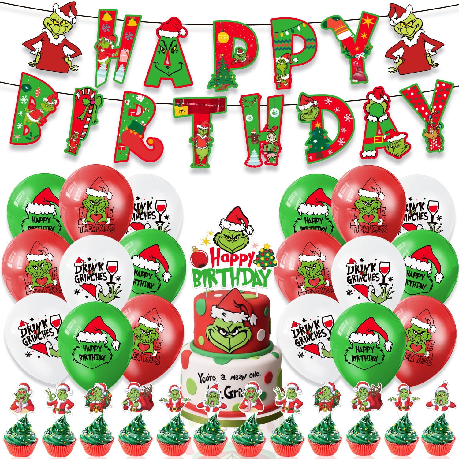 Grinch Happy Birthday Banner The Grinch Birthday Banner for Grinch ...