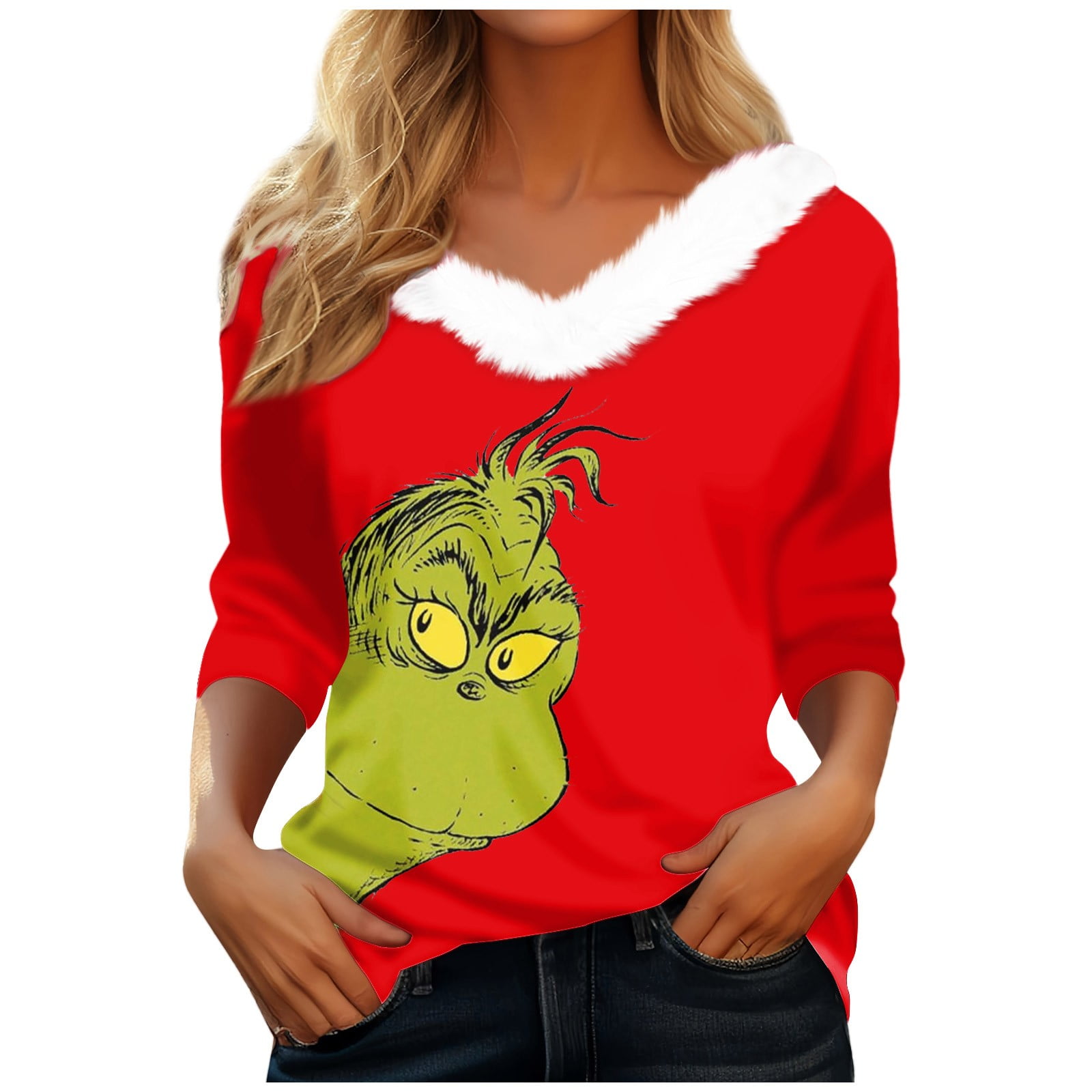 Grinch Hoodie For Women Hoodies For Women Women'S Festive Red Christmas ...