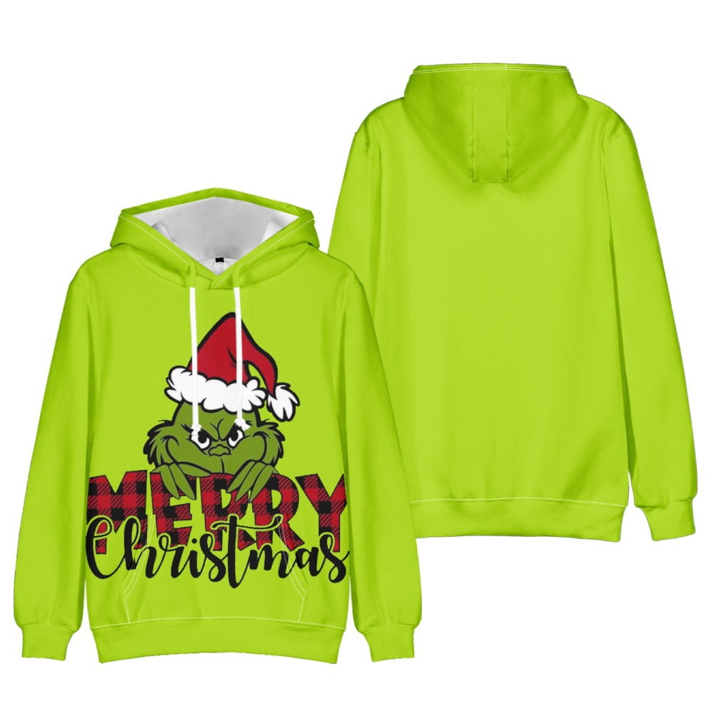 Grinch Hoodie Unisex Adult 3D Print Pullover Hoodie Christmas Novelty ...