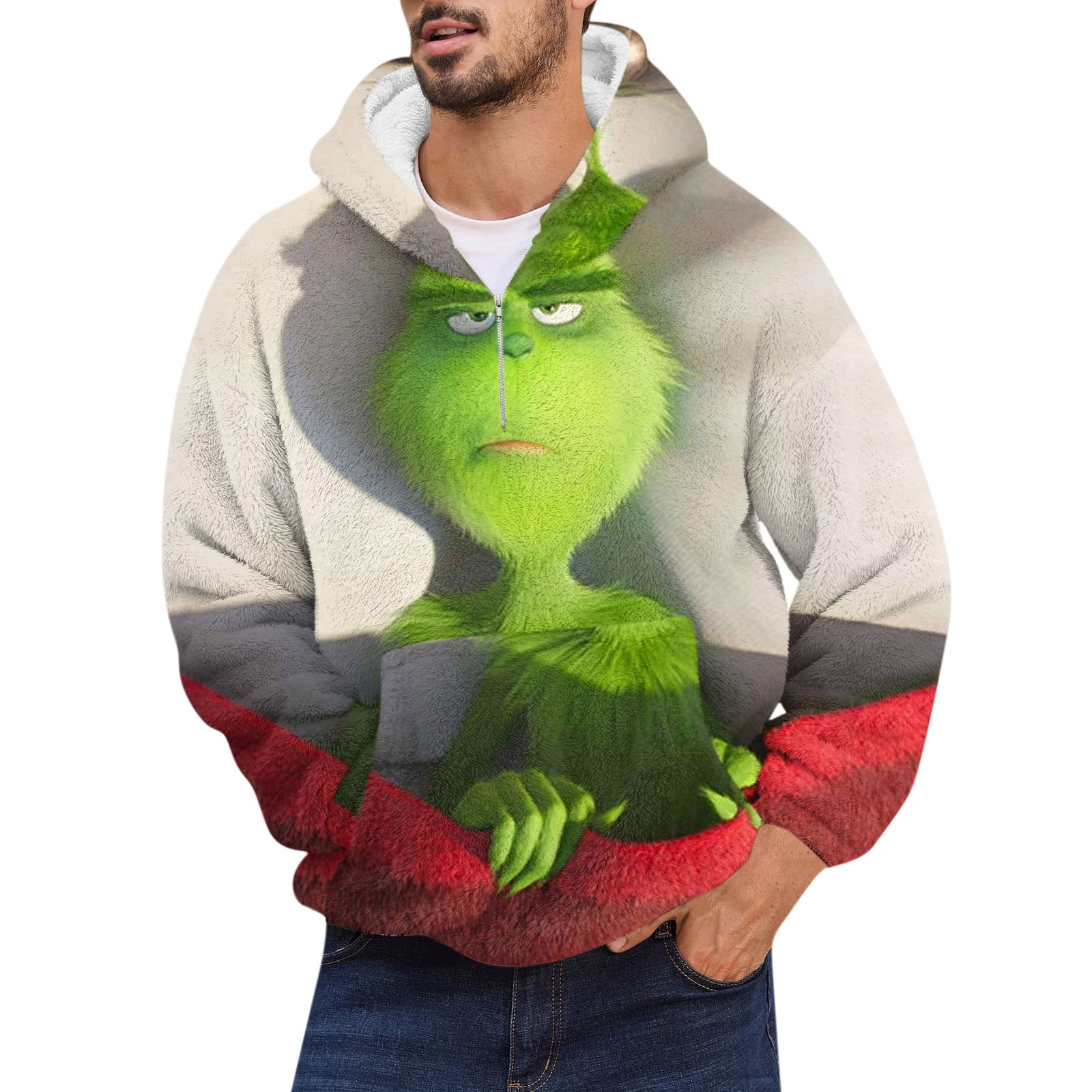 Grinch Hoodies Christmas Winter Clearance Grinch Holiday Heist Hoodie Hooded Sports Tracksuit ...