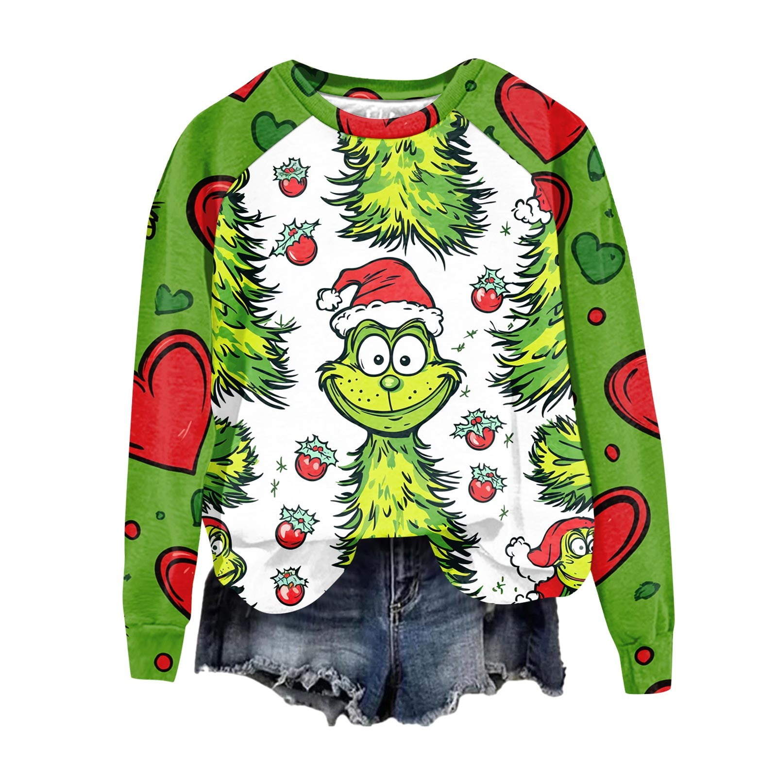 Grinch Hoodie Pajamas Festive Christmas Sweater with Cartoon Character ...