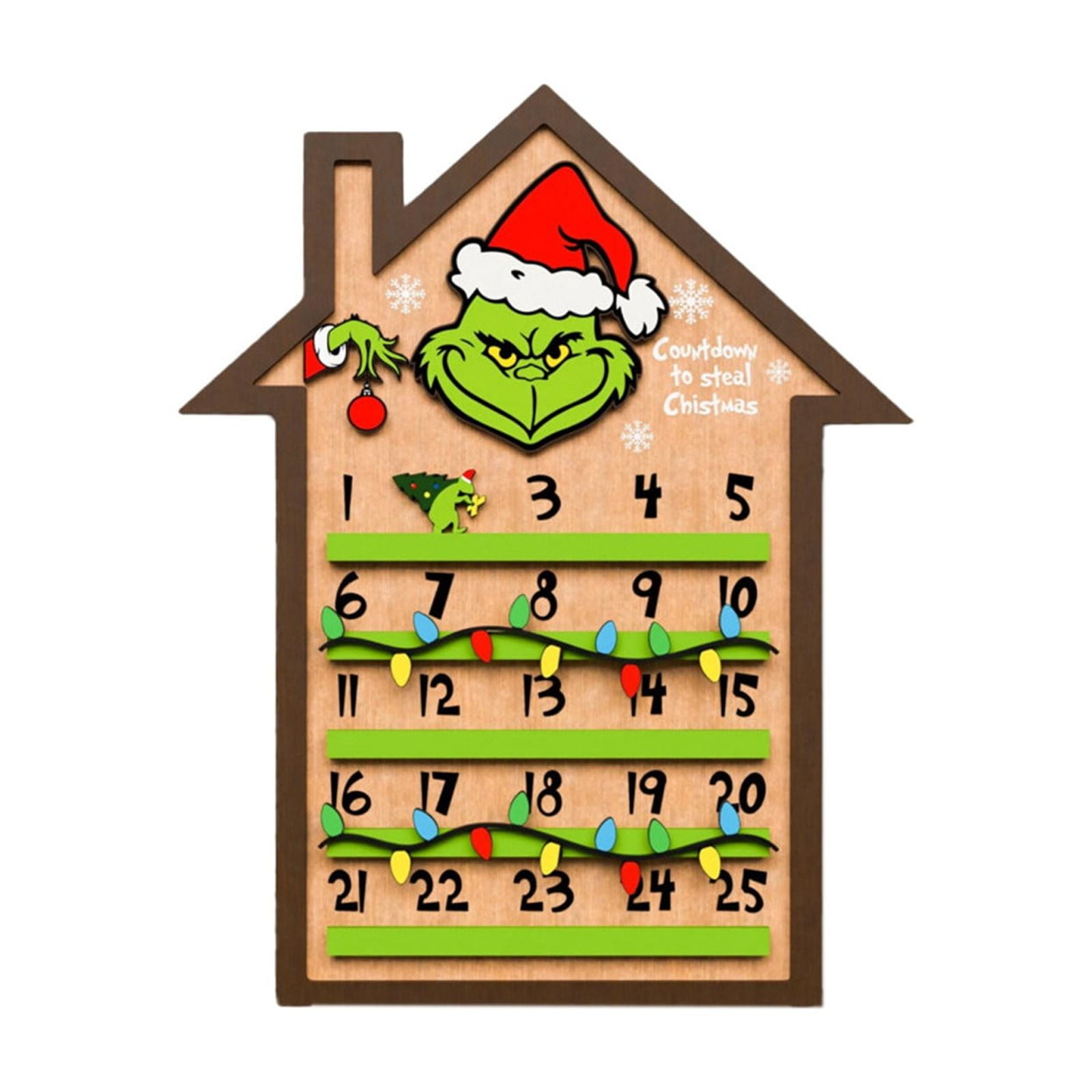 Grinch Inflatable Wooden Christmas Countdown Calendar With Festive ...