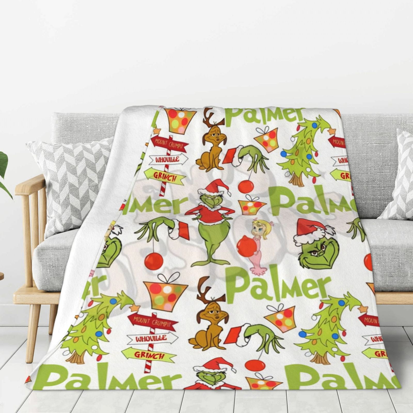 Grinch Inspired Custom Names File Fleece Blanket for Bed,40x30 Inches ...