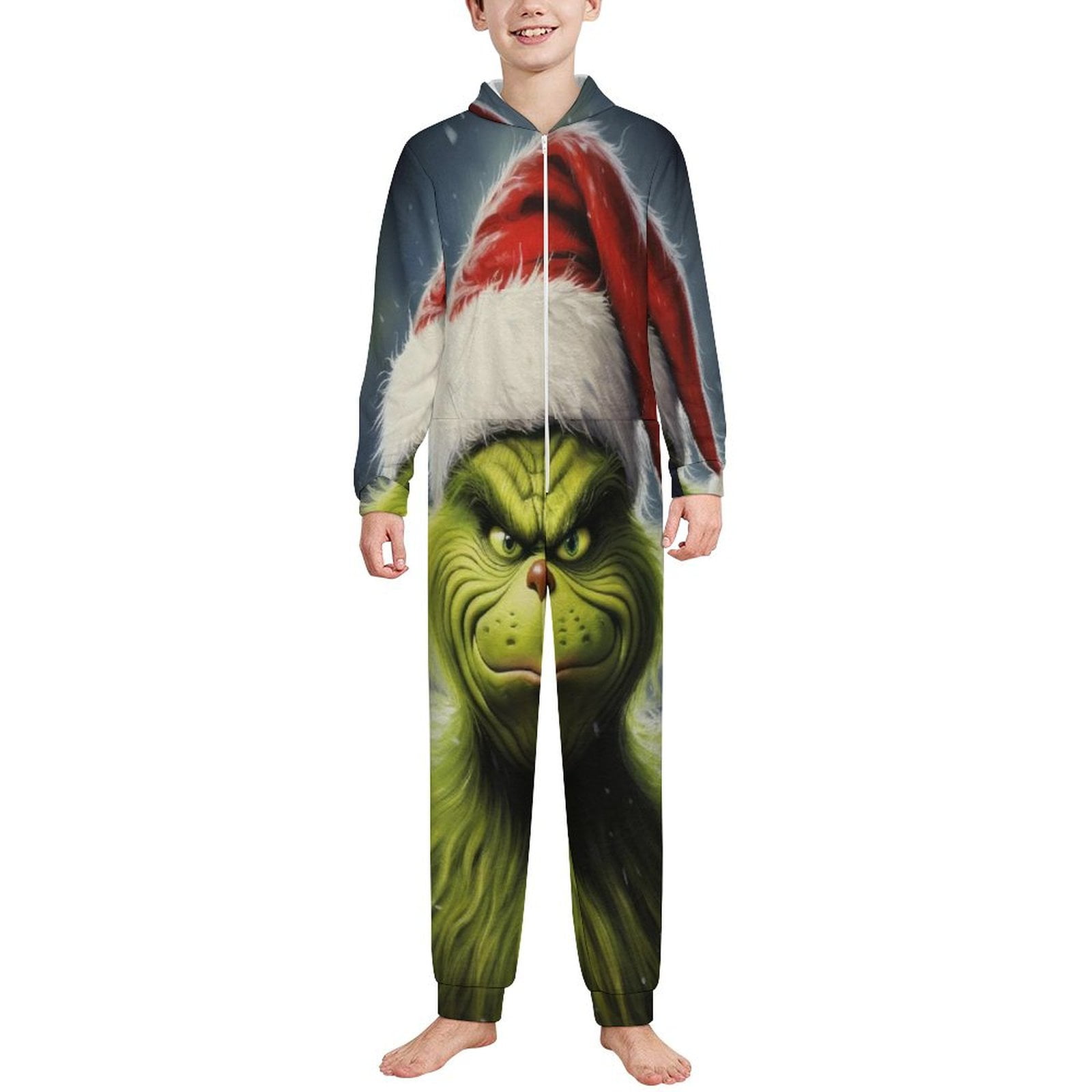 Grinch Kids Hooded Union Suit Pajama Onesie Blanket Sleeper for Boys ...