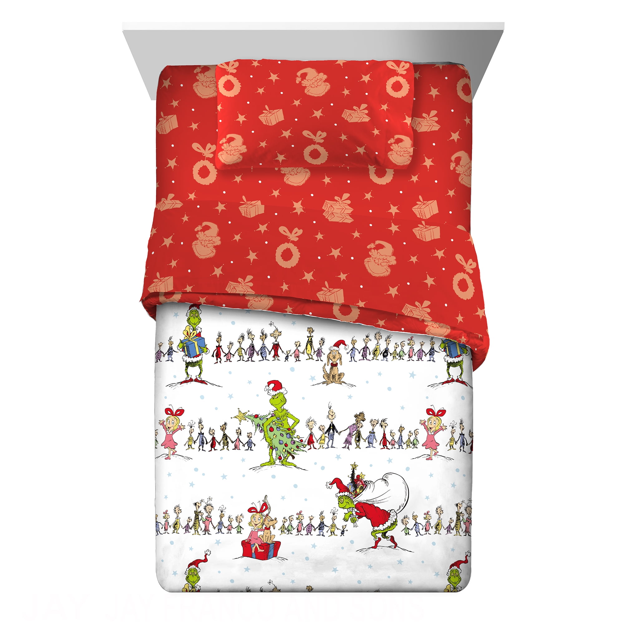 Grinch Kids Twin Bed in a Bag, 5Pc Bedding Set, Comforter and Sheets ...