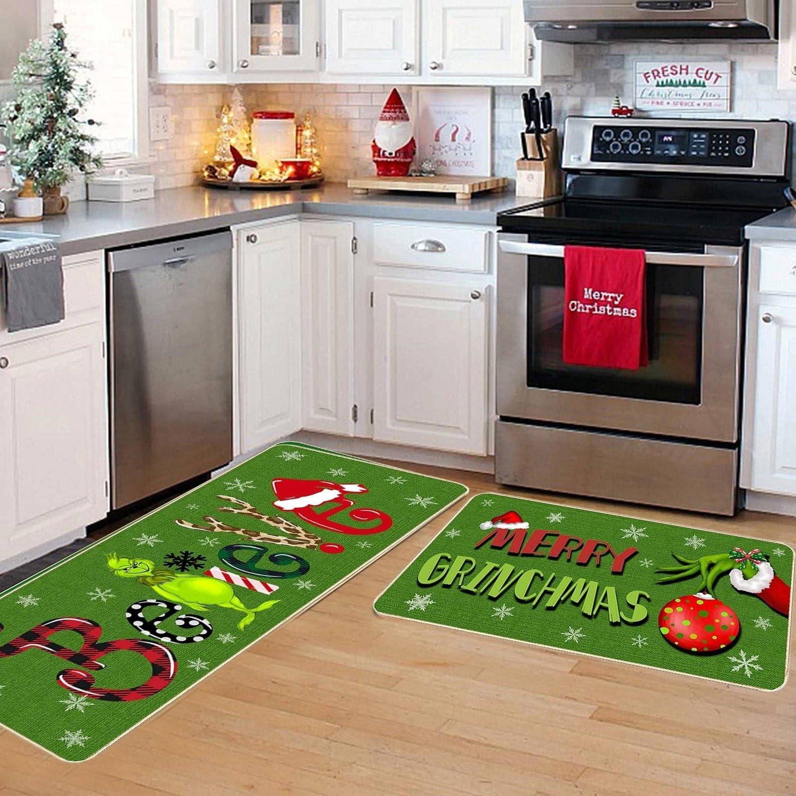 Grinch Kitchen Rugs Grinch Rug, Merry Grinchmas Mat Indoor Christmas ...