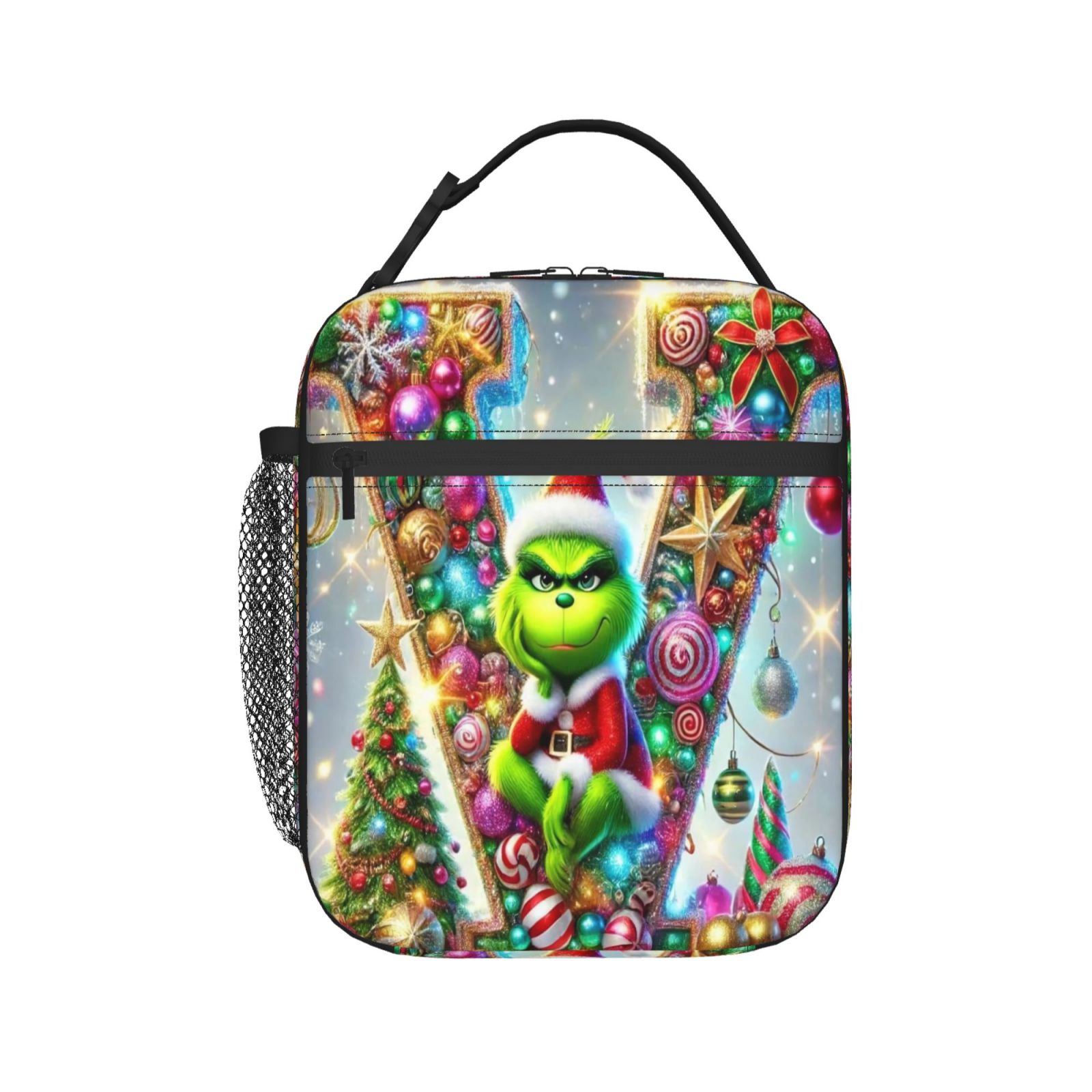 Grinch Letter V Smiley Lunch Box for Women & Men Adult Insulated Lunch ...