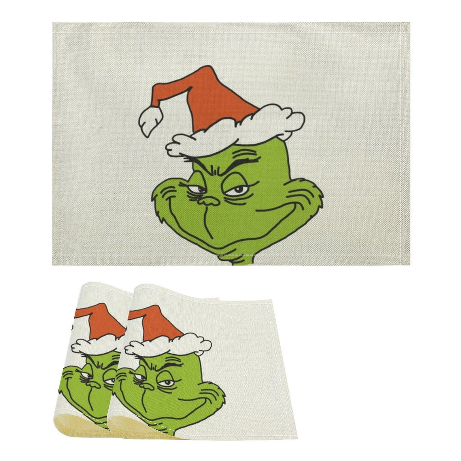 Grinch Linen Placemat, Tabletop Decor Reusable Washable Party ...
