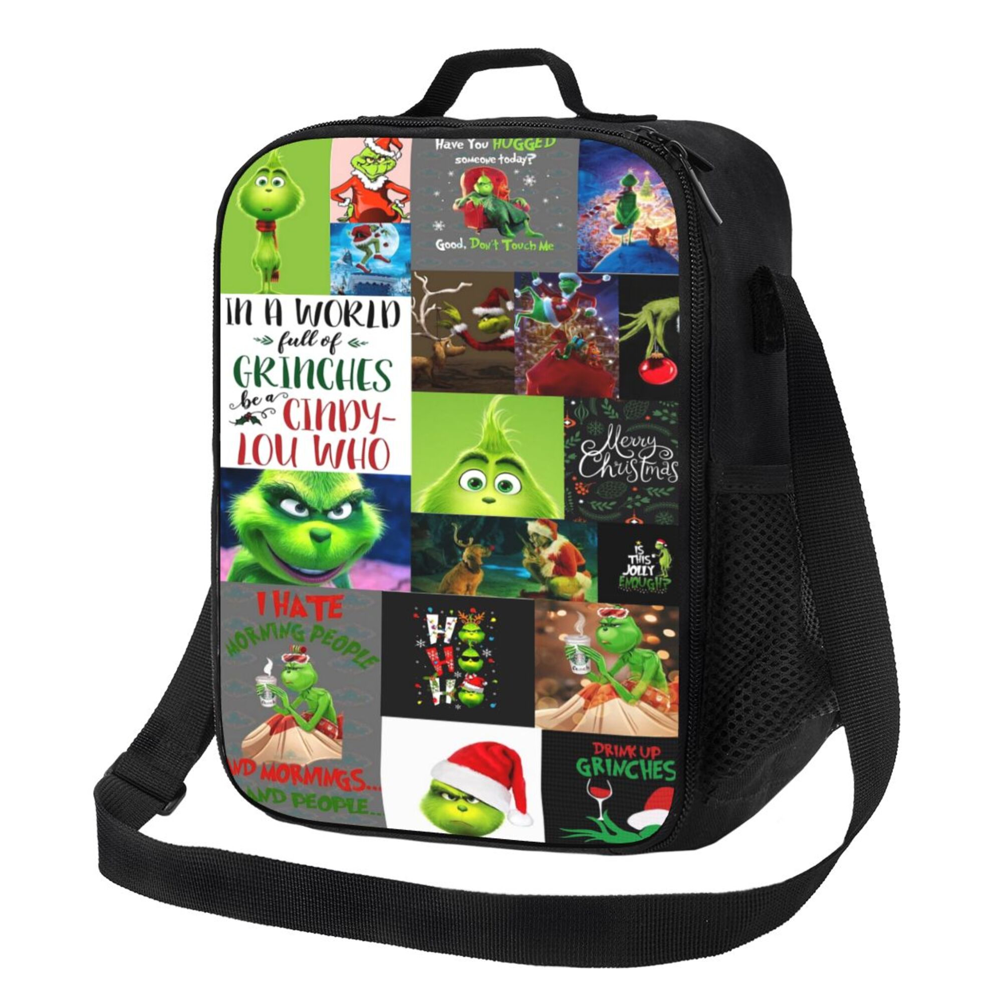 Grinch Lunch Bag Tote Shoulder Bags Insulated Lunch Box Picnic Beach ...