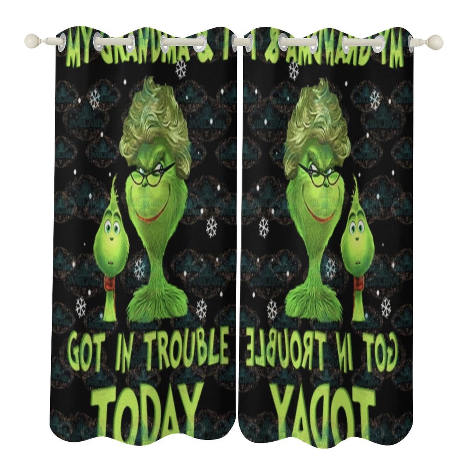 Grinch MY GRANDMA GOT IN TROUBLE TODAY Kids Curtains 52 X 84 Inch ...