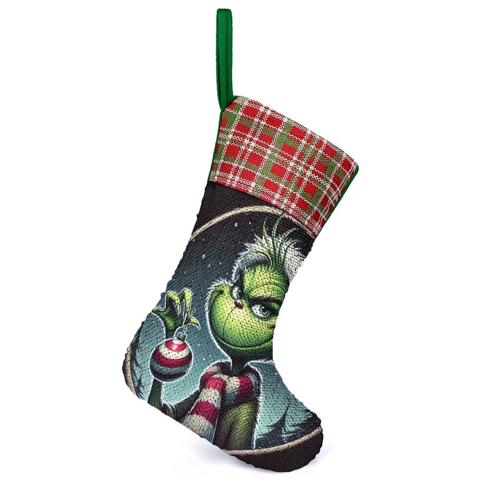 Grinch Merry Christmas Large Sequin Christmas Stockings Fireplace Tree ...