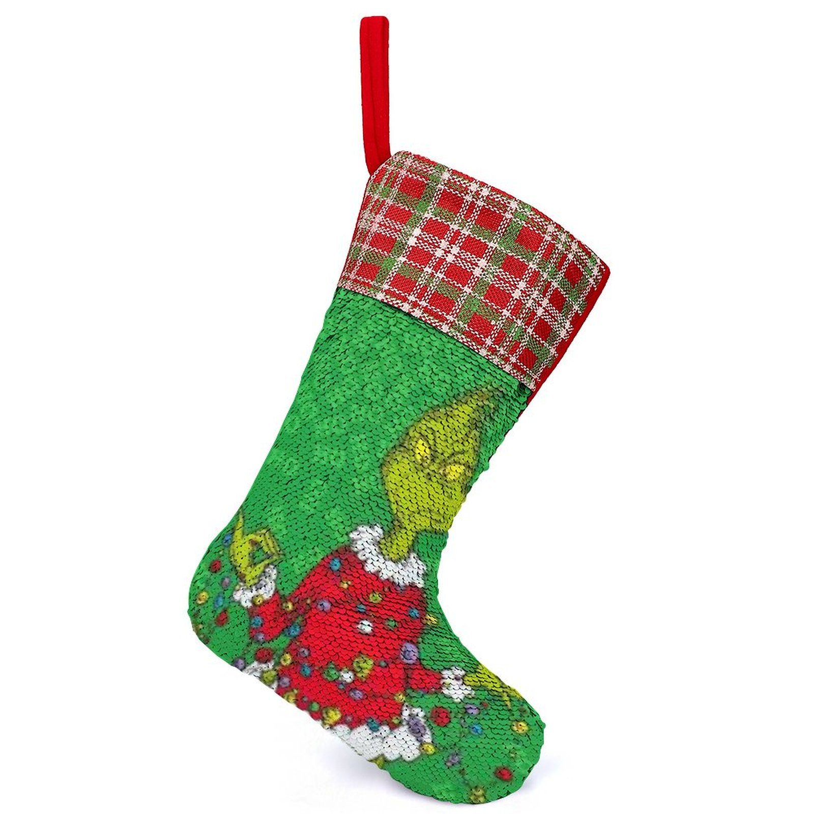 Grinch Merry Christmas Large Sequin Christmas Stockings Fireplace Tree ...