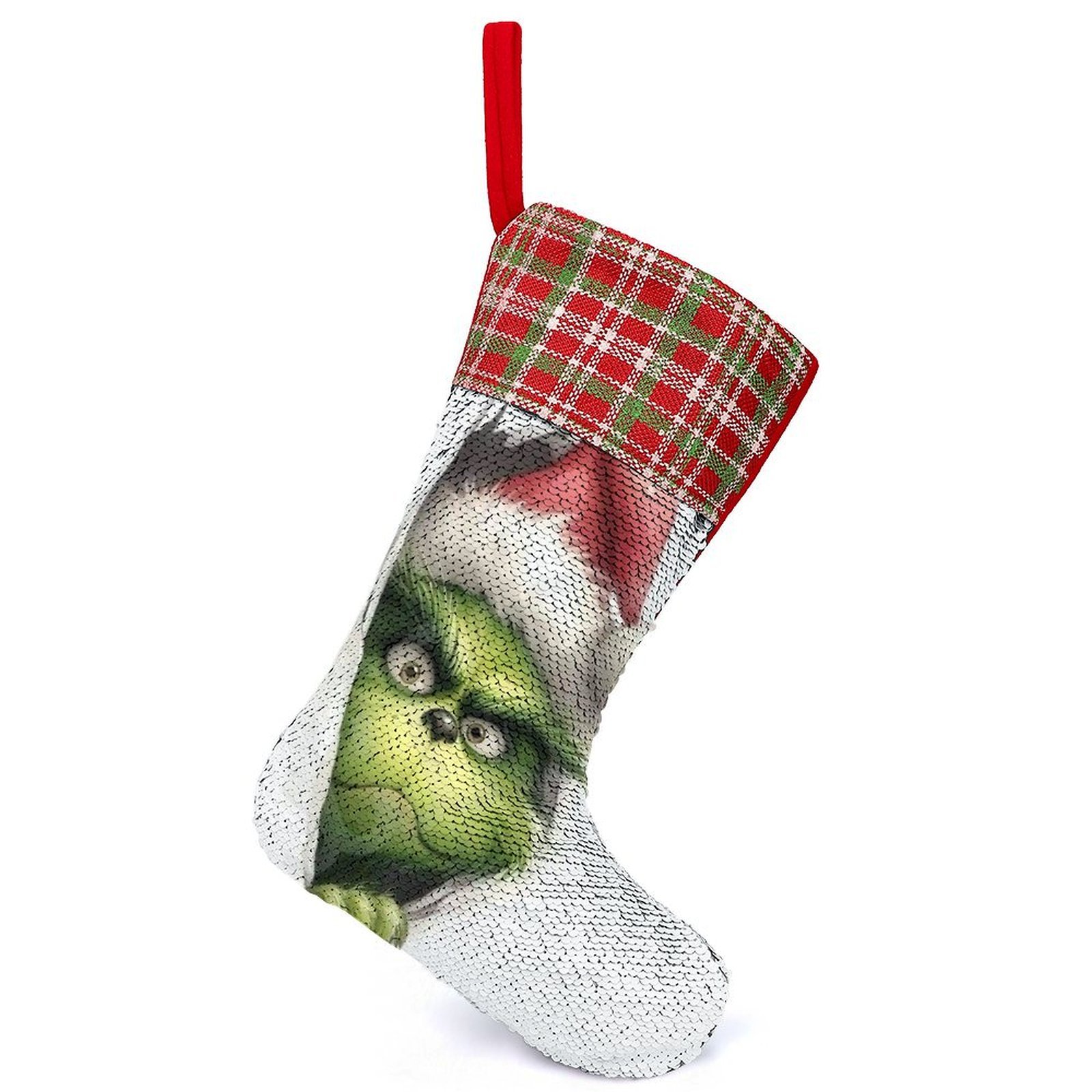 Grinch Merry Christmas Large Sequin Christmas Stockings Fireplace Tree ...