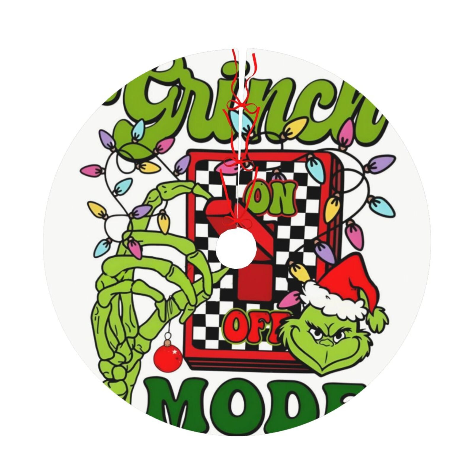 Grinch On Off Mode Christmas Tree Skirt 30 Inch,Soft and Funny Merry ...