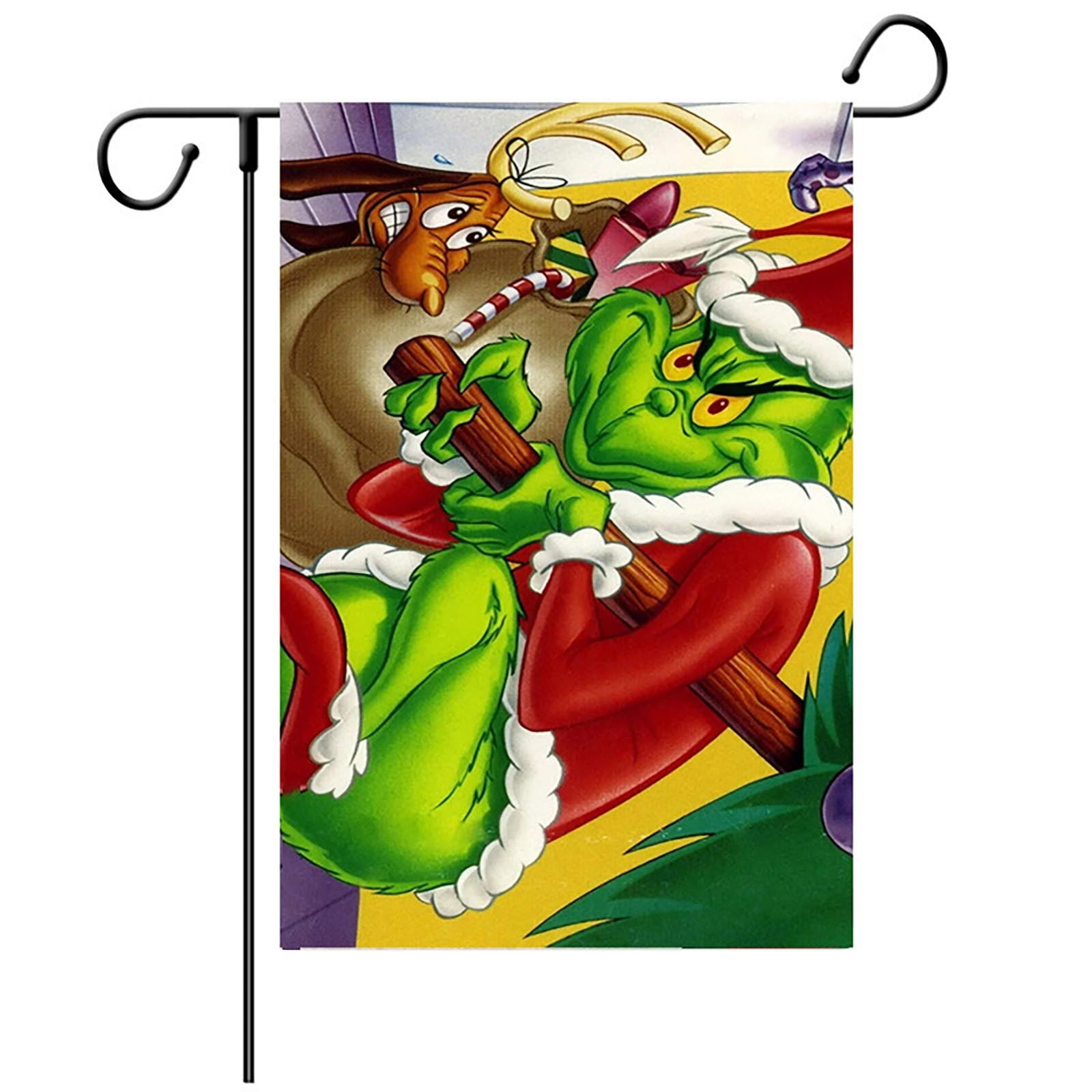 Grinch Ornament Christmas Welcome Garden Flag Floral Cartoon Double ...
