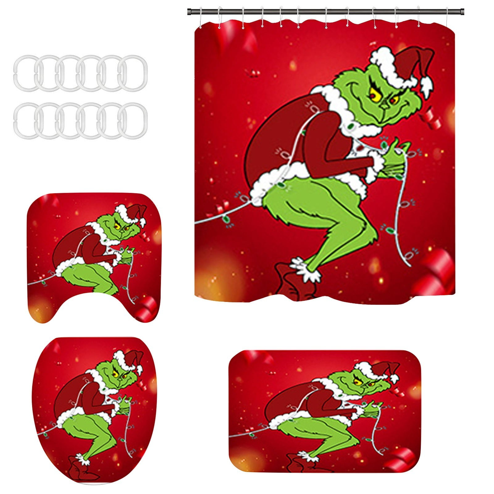 Grinch Ornaments Christmas Gifts Festive Holiday Bathroom Set With ...