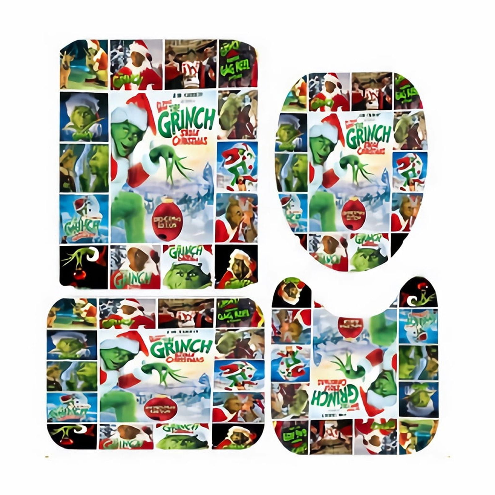 Grinch Ornaments Festive Holiday Bathroom Set 4 Piece Design With ...