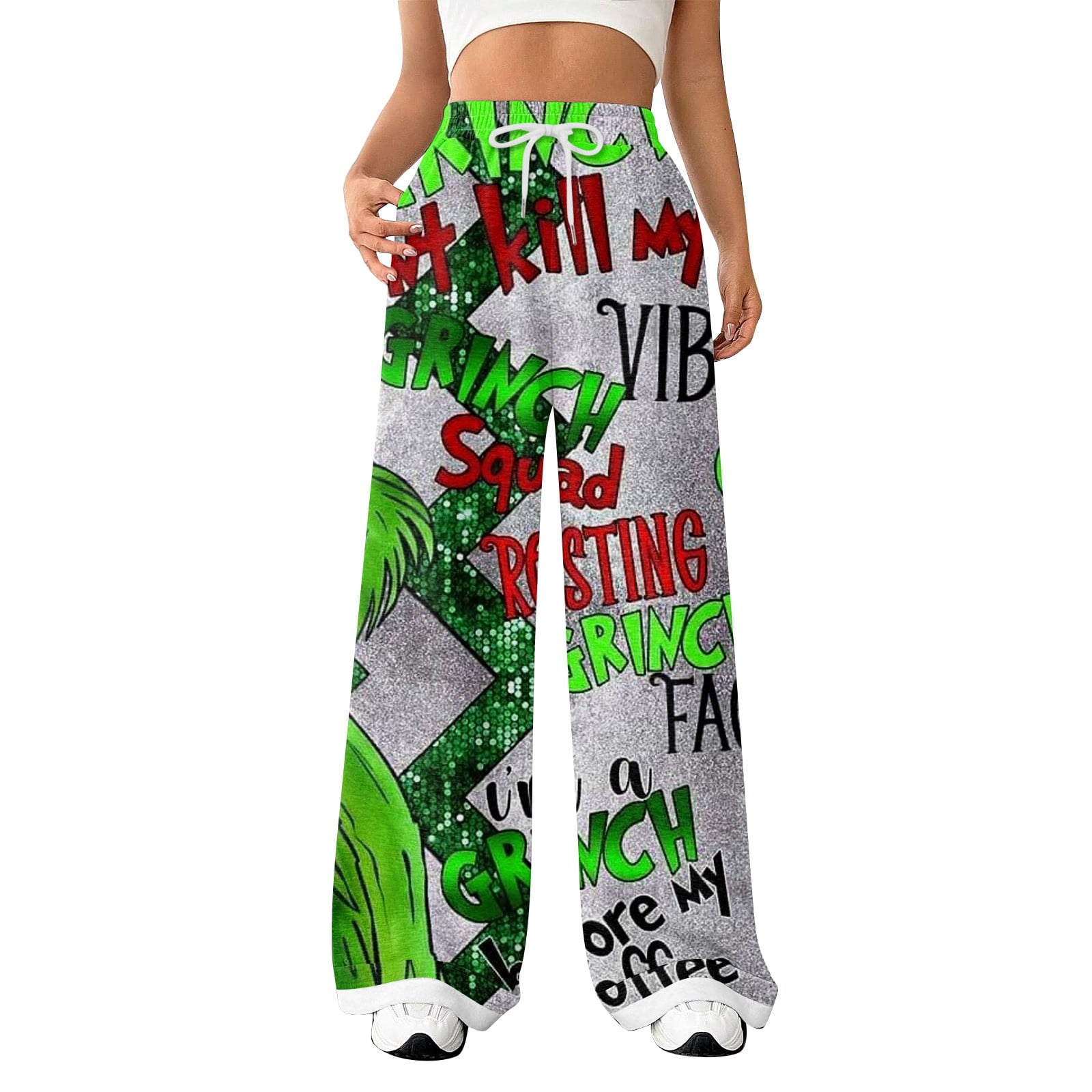 Grinch Pajama Pants Waist Cute Grinch Pajama Pants Relaxed Women's ...