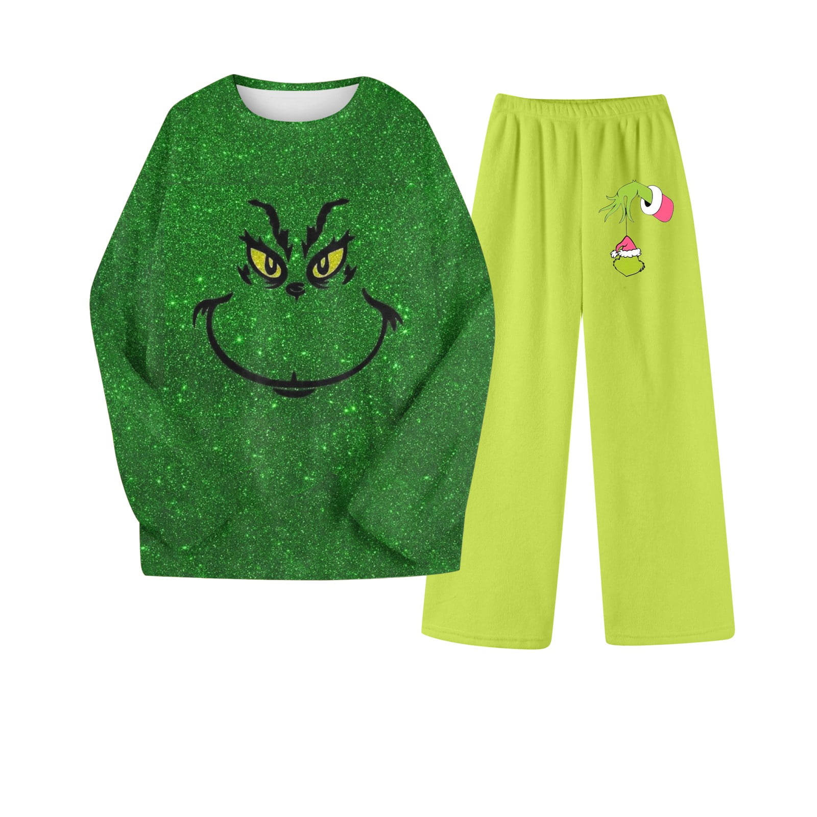 Grinch Pajamas Family Festive Holiday Pajama Set for Women Cozy Long ...