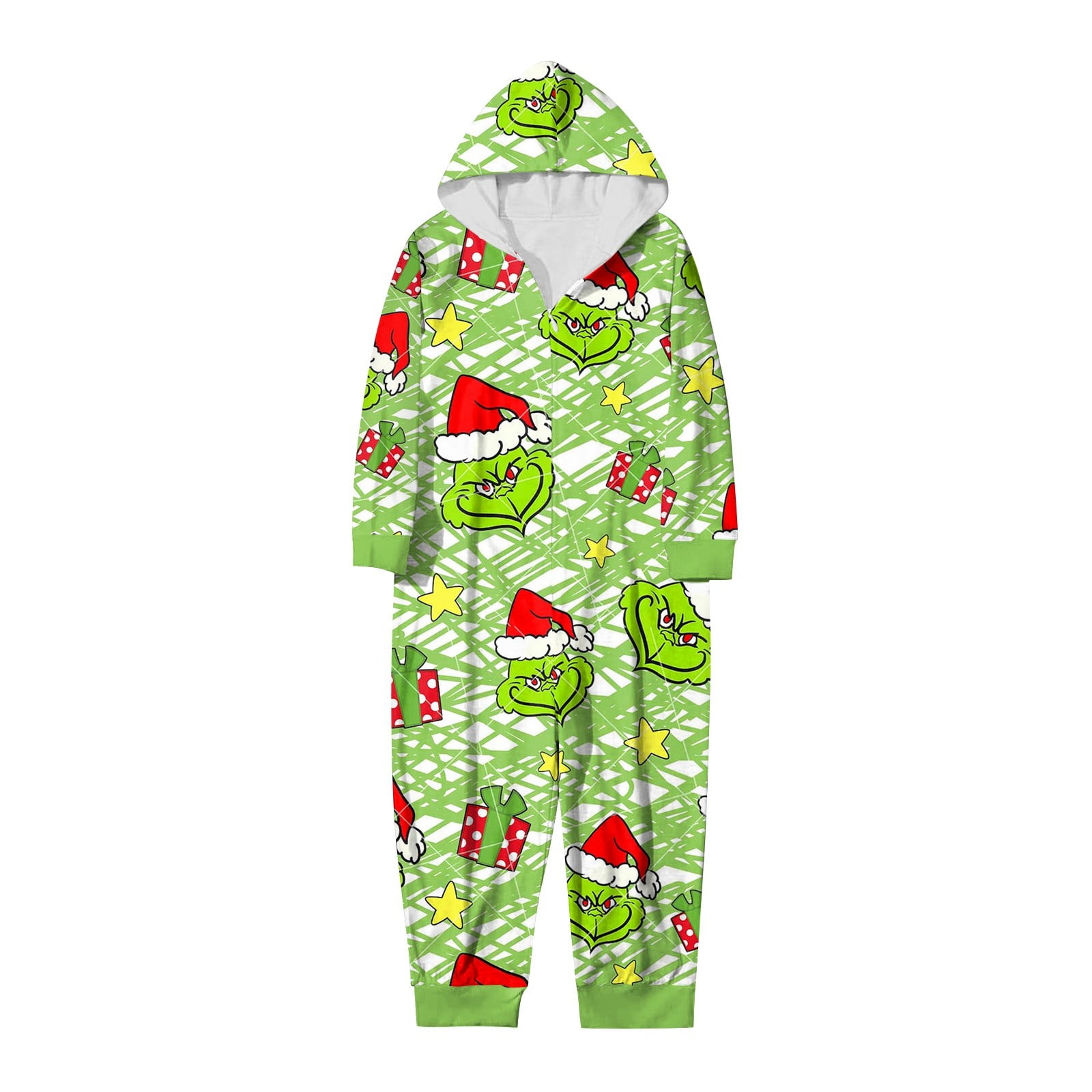 Grinch Pajamas Unisex Christmas Hooded Onesie Pajamas Festive Green