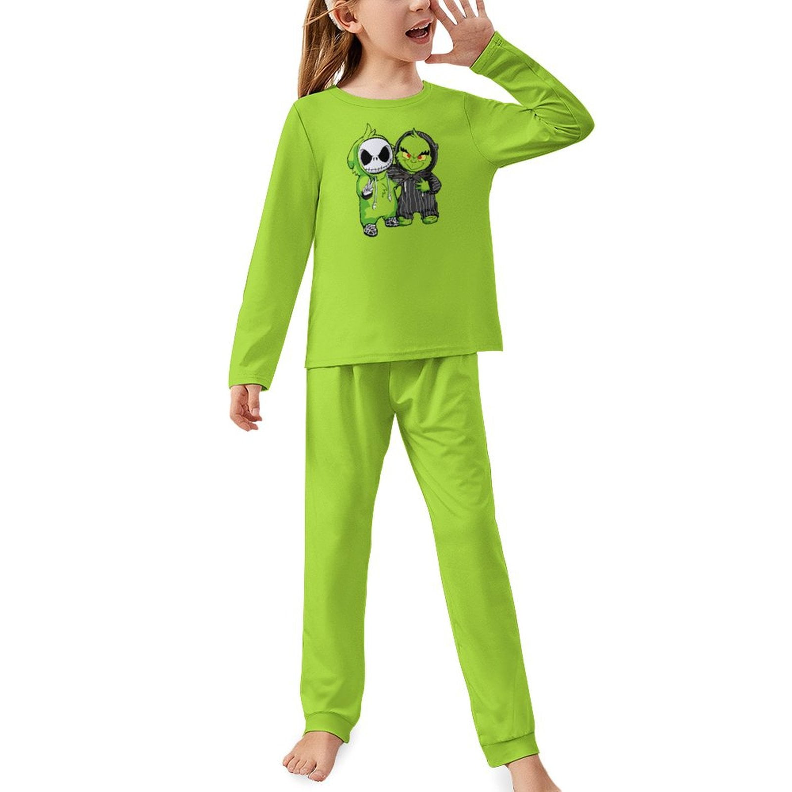 Grinch Pajamas for Girls 2-Piece Soft Long Sleeve & Pants PJ Set ...