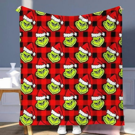 Grinch Pattern Blanket, 1/2 Counts Soft Comfortable Throw Blanket, Warm ...