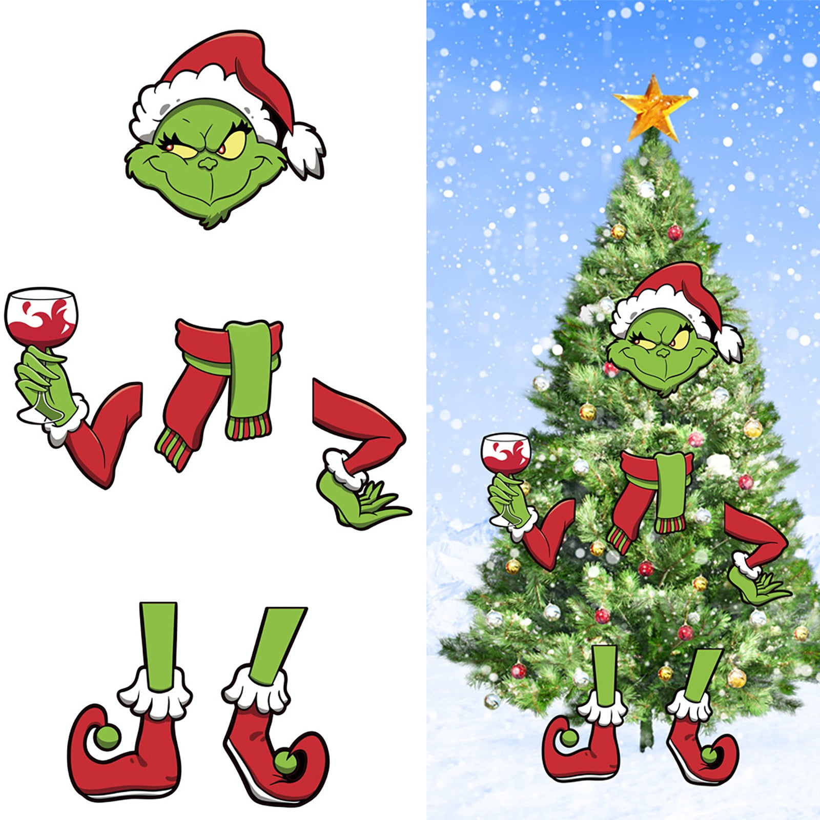Green Monster Peeking Christmas Tree Decoration Kit , Unique Character ...