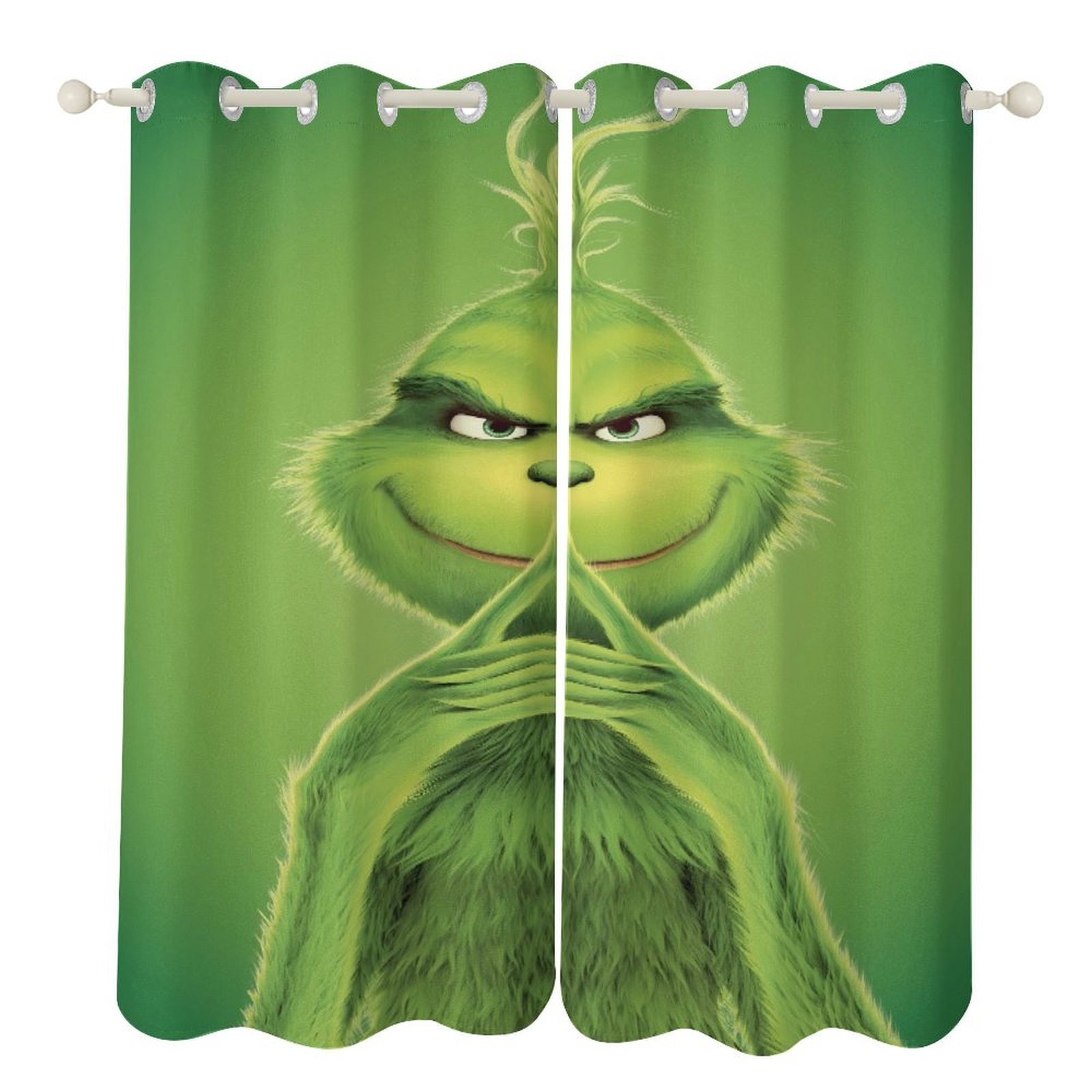 Grinch Perforated Curtain Blackout Curtains Decorative Apartment ...
