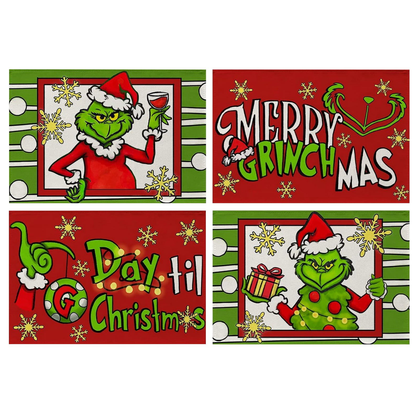 Grinch Placemats Set of 4, Boy Girl Kid Dining Table Place Mats ...