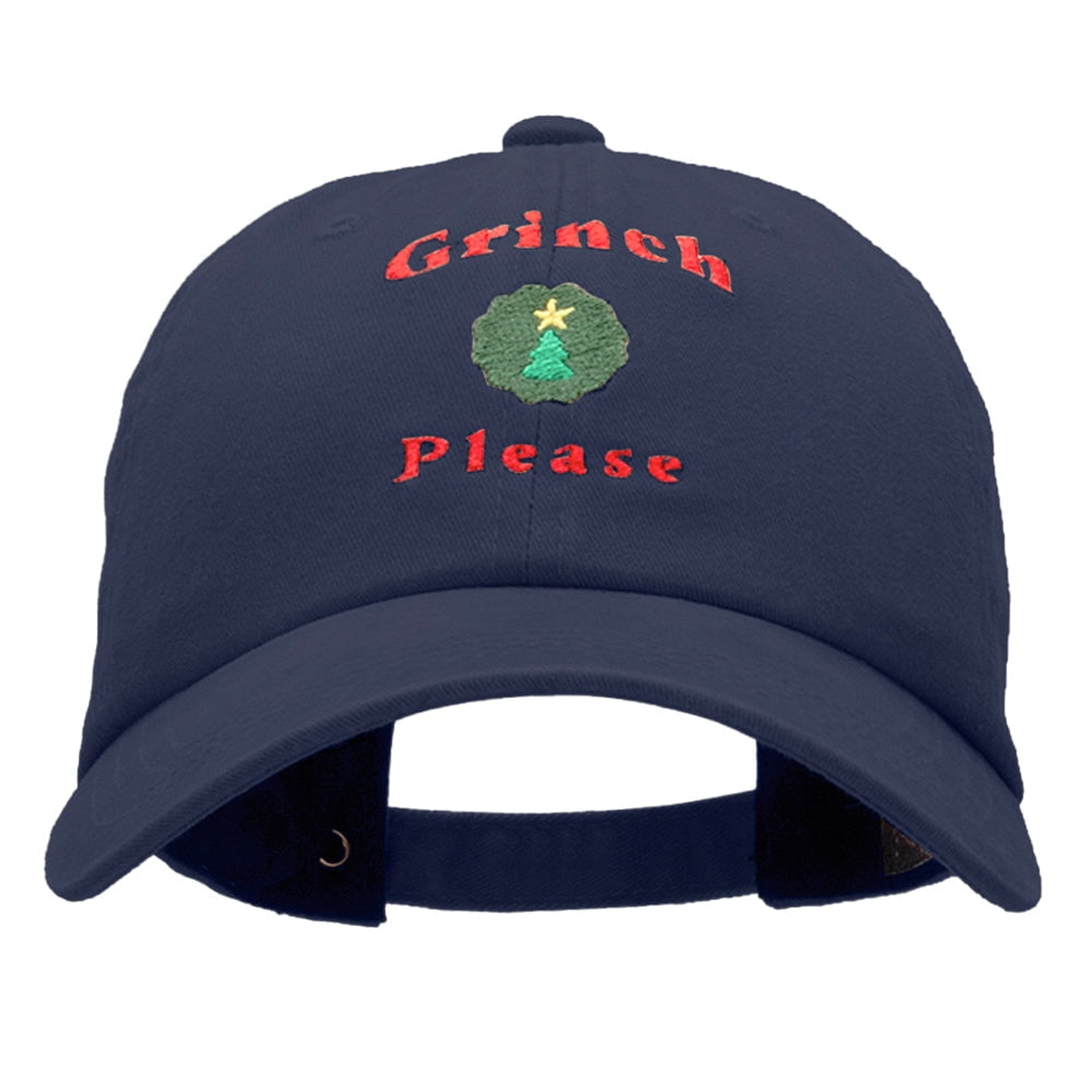 Grinch Please Embroidered Pigment Dyed Cotton Cap - Navy OSFM - Walmart.com