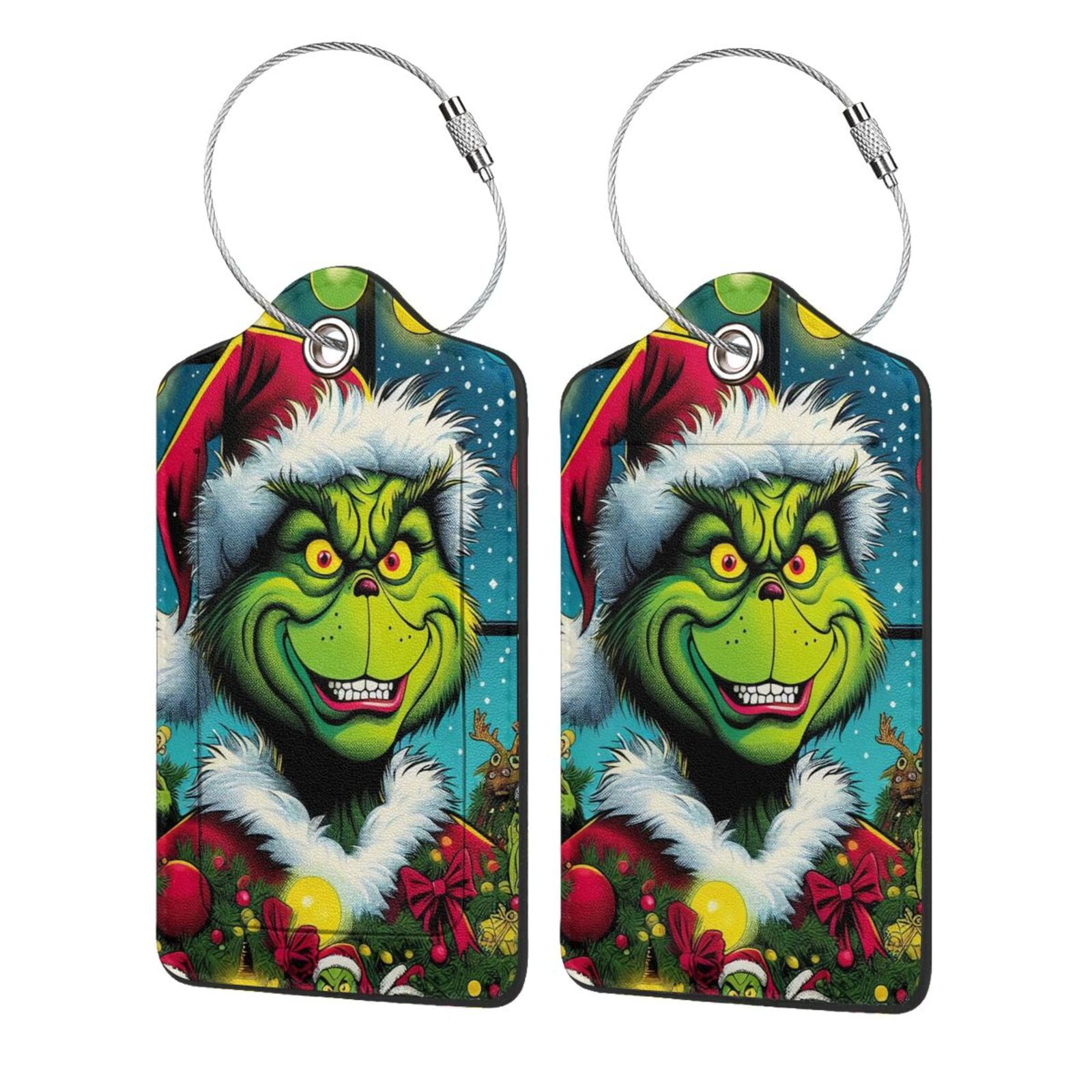 The Grinch Pop Art Luggage Tags PU Leather Travel Accessories Stainless ...