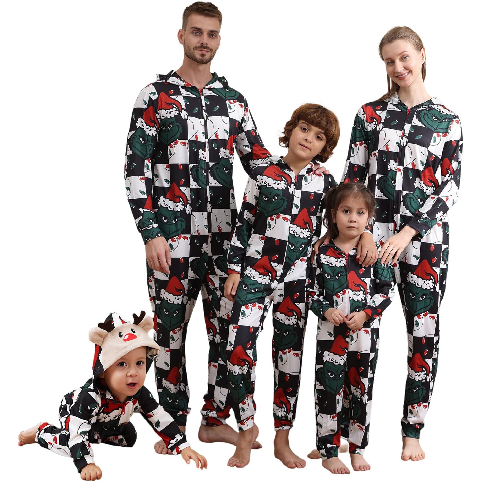 Grinch Print Parent-Child Festival Leisure Funny Christmas Pjs Parent ...