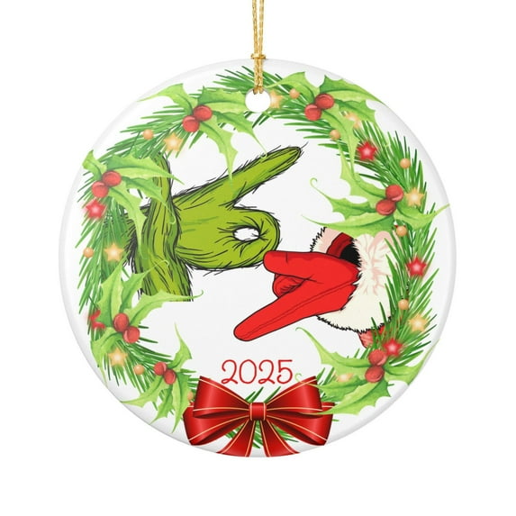 Grinch Santa '67' Ceramic Christmas Ornament - Funny Holiday Decor ...
