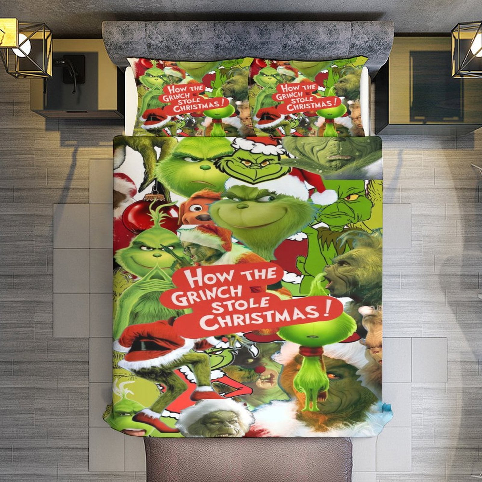 Grinch Set with 2 Pillowcases for All Seasons,Bedding Set 3pcs for Kids ...