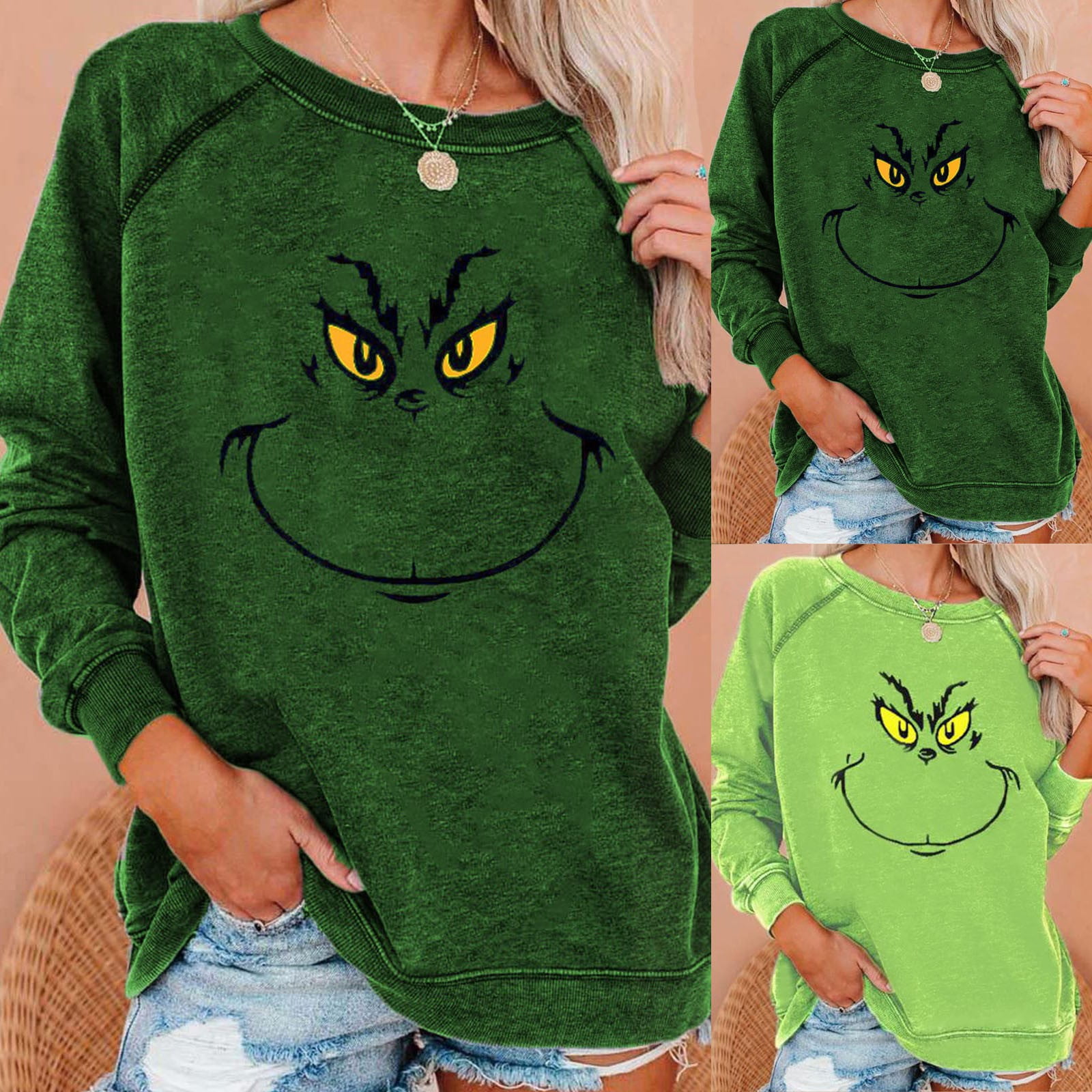 Grinch Shirt Christmas Halloween, Winter Christmas Tee Grinch Tops Cowl ...