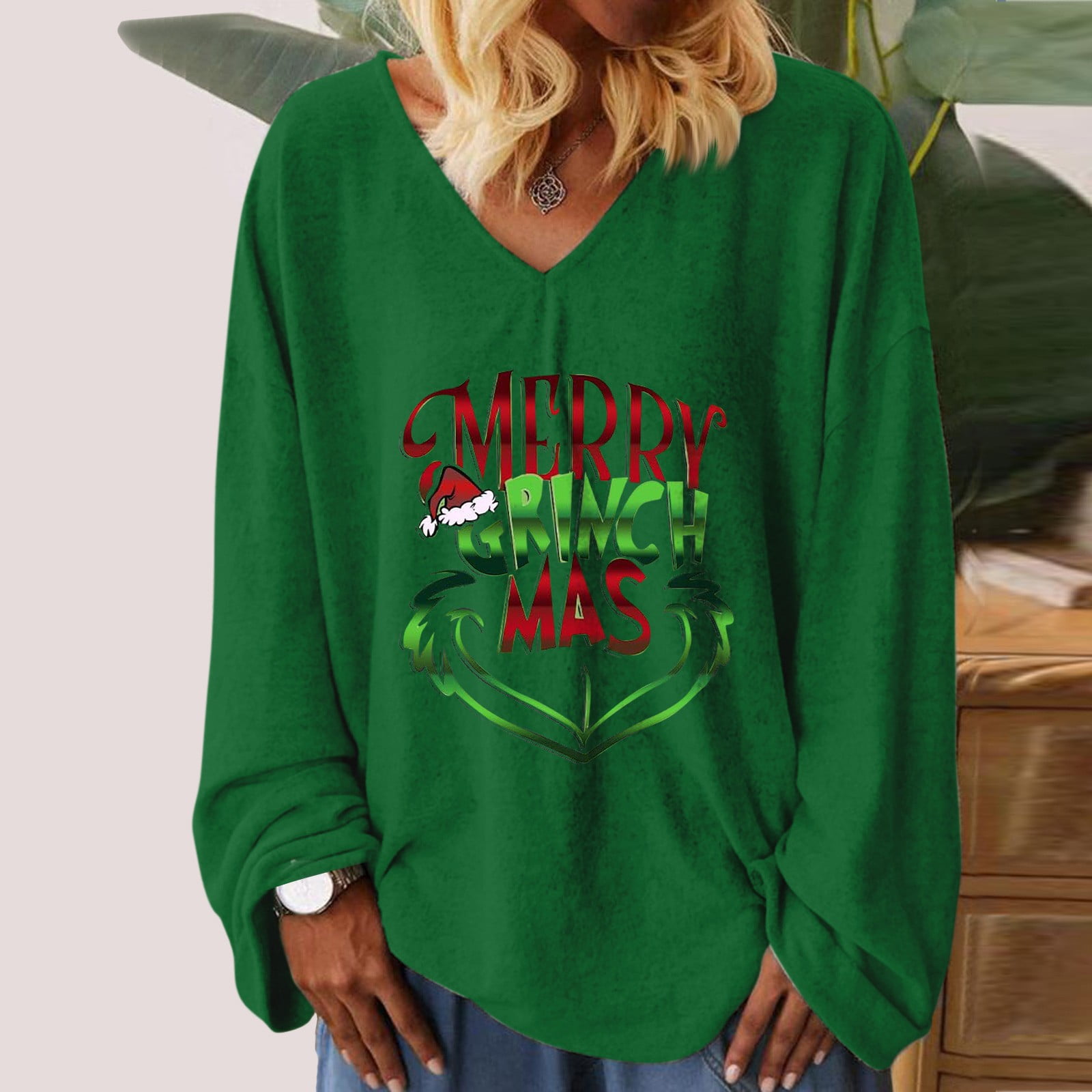 Grinch Shirt Women Merry Christmas Sweatshirt Funny Green Christmas