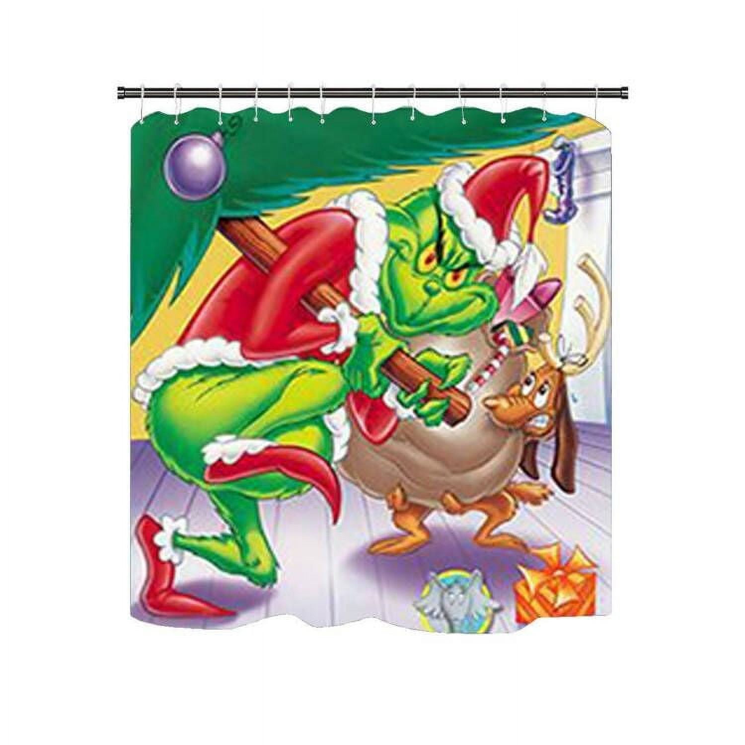 Grinch Shower Curtain Non Slip Toilet Polyester Cover Mat Set Bathroom ...