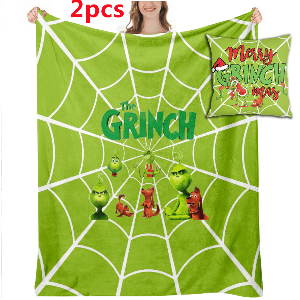 Grinch Spider Web Pattern Super Soft Thick Fuzzy Warm Blanket for Couch ...