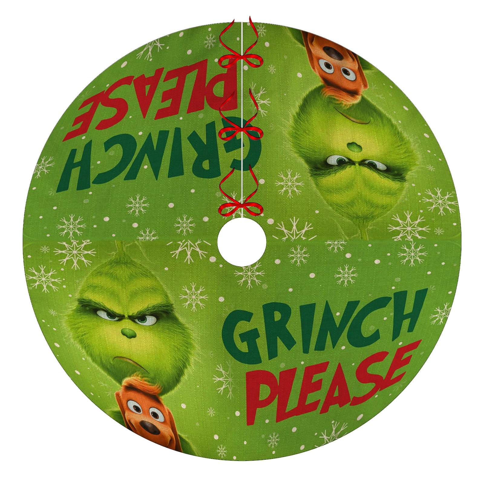Grinch Stamping Plush Christmas Tree Skirt, Hides Unsightly Threads For ...