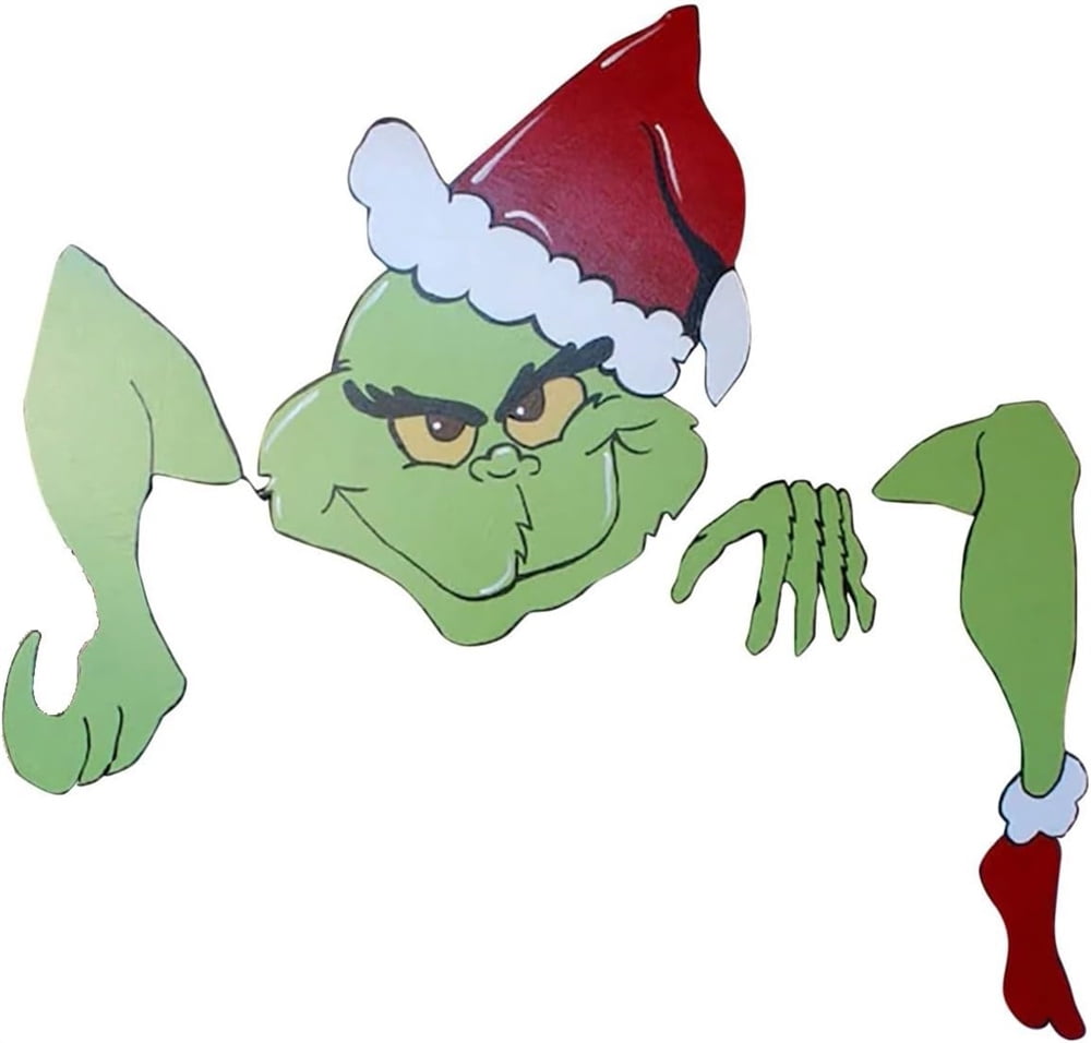 Grinch Stealing Christmas Outdoor Fence Peeker Decoration - Walmart.com