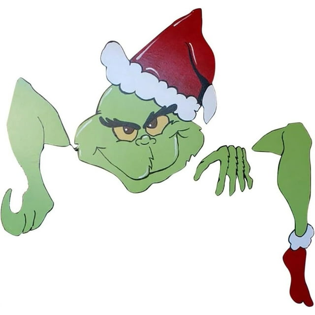 Grinch Stealing Christmas Outdoor Fence Peeker Decoration - Walmart.com