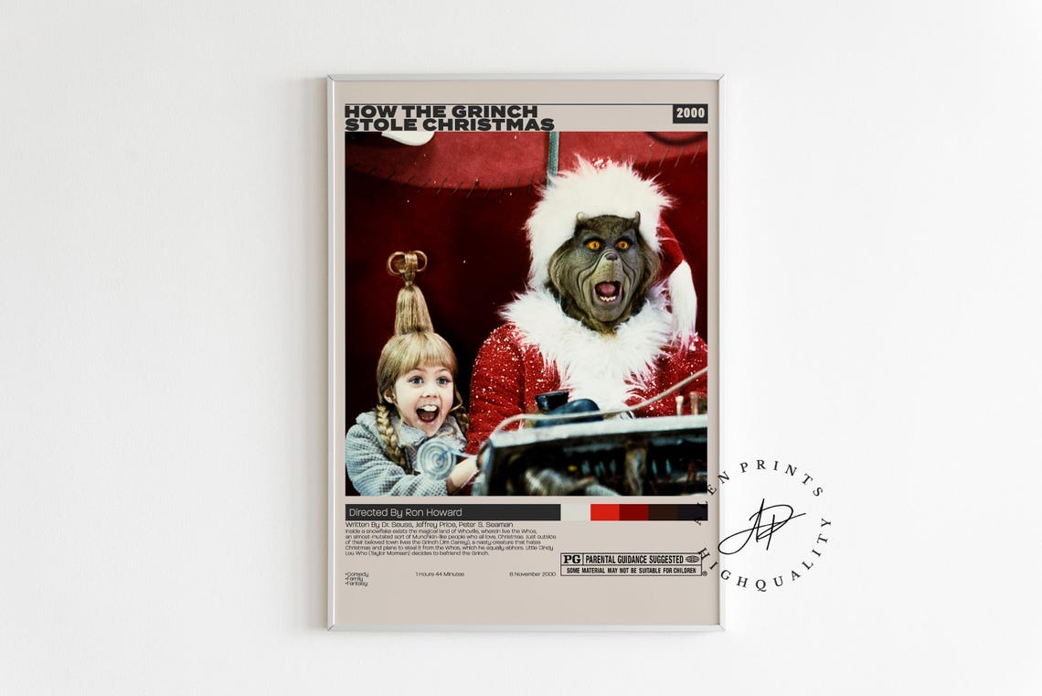 How The Grinch Stole Christmas, Retro Movie Print, Midcentury Modern ...