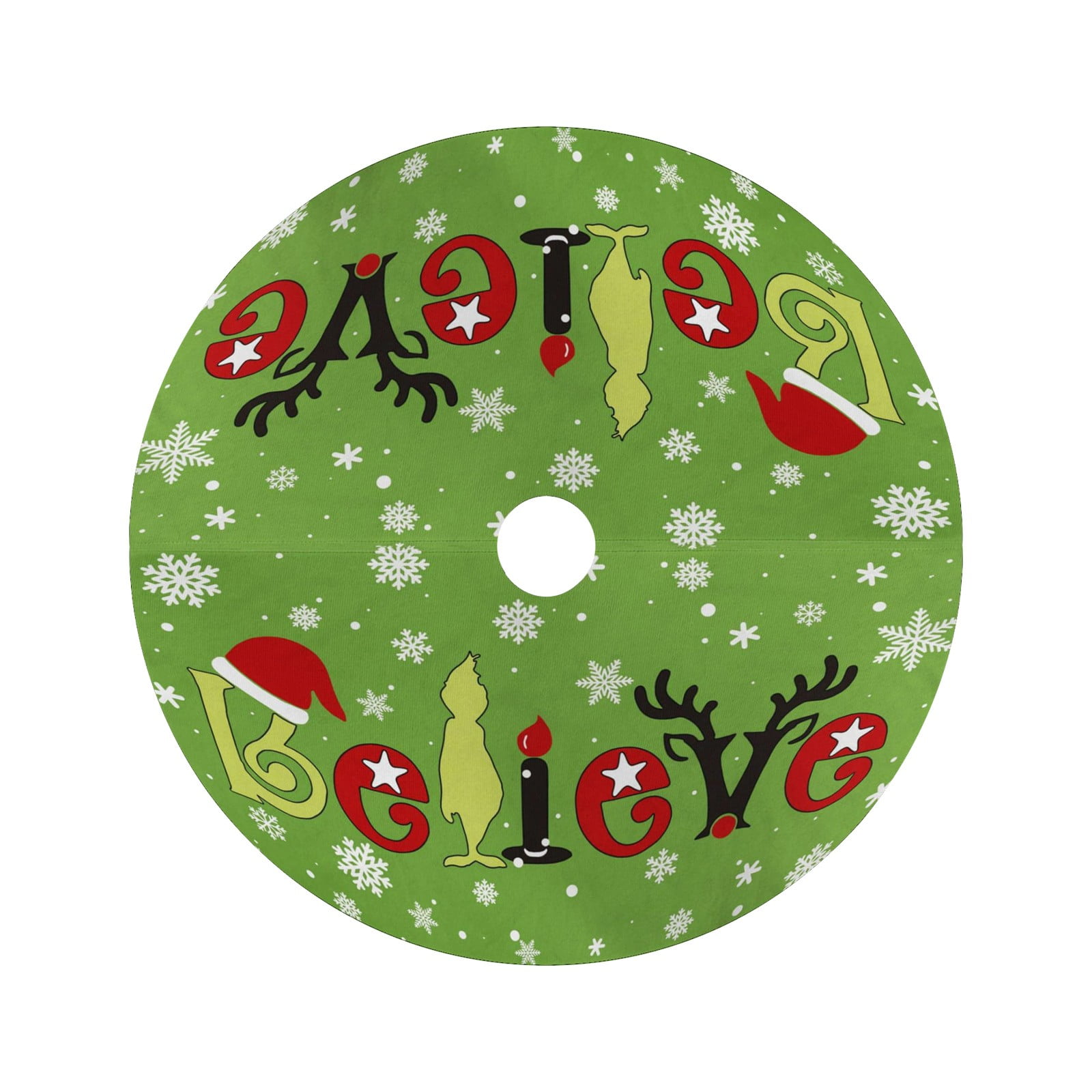 Grinch Stuff Festive Christmas Tree Skirt with Unique Green Hand Design ...