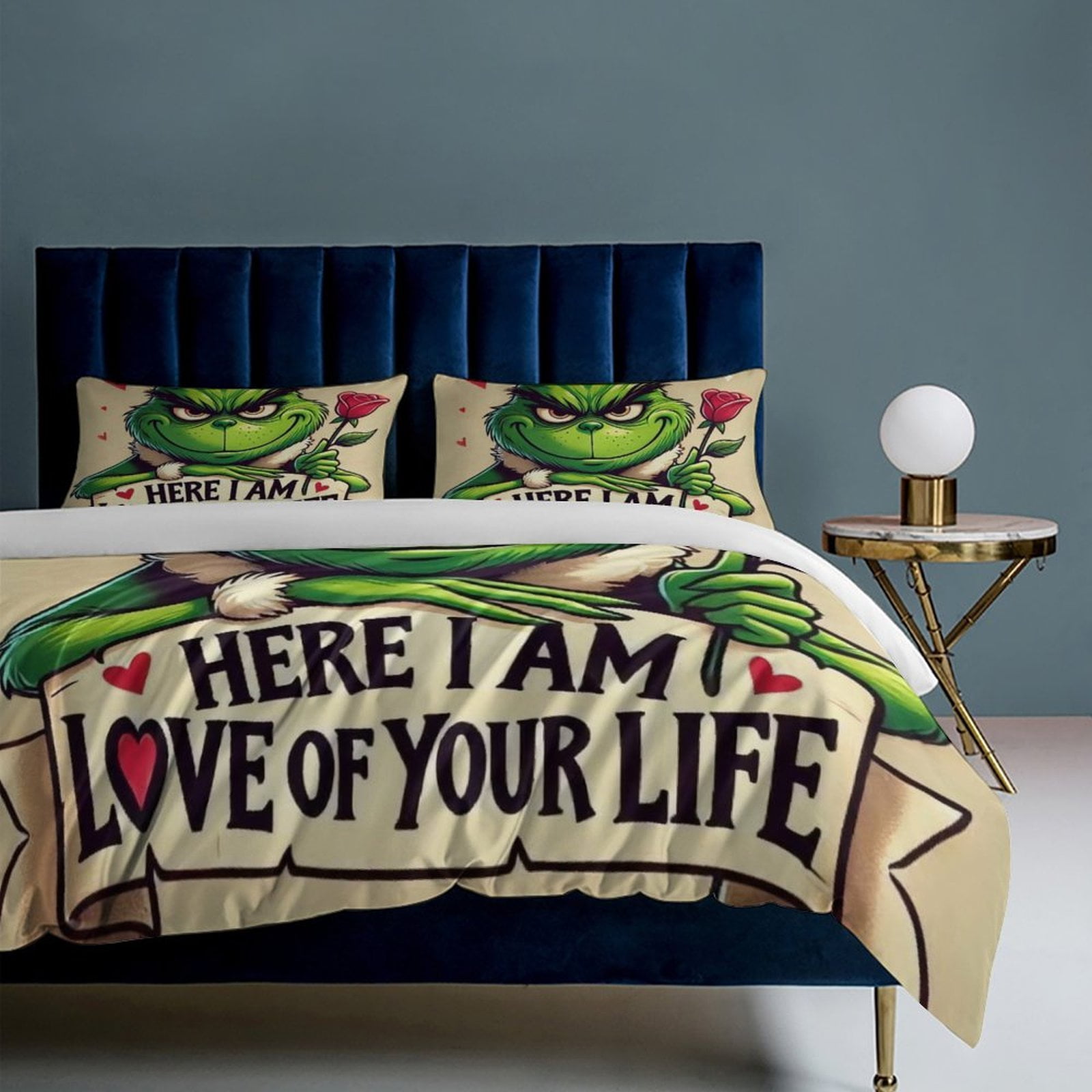 Grinch HERE TAM LOVE OF YOUR LIFE Bed Sheet Set for Kids Boys Girls ...