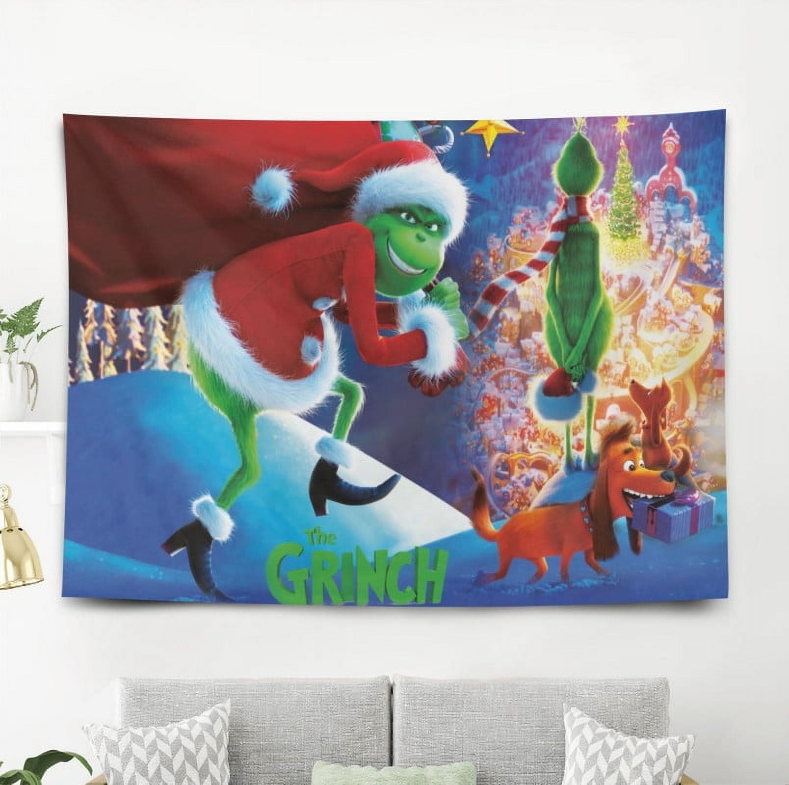 Grinch Tapestry Backdrop Background Poster Gift for Bedroom for Room ...