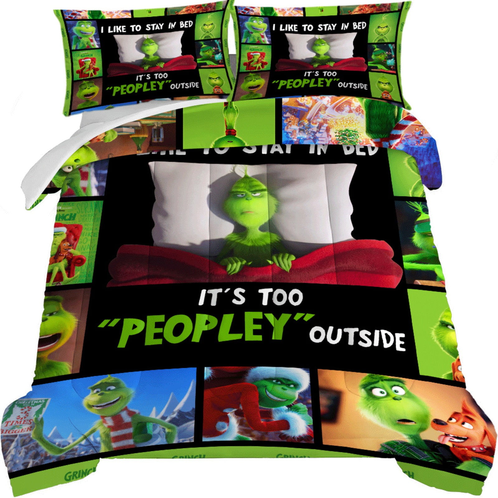 Grinch-Themed 3-Piece Duvet Cover Set With 100% High Microfiber Super ...