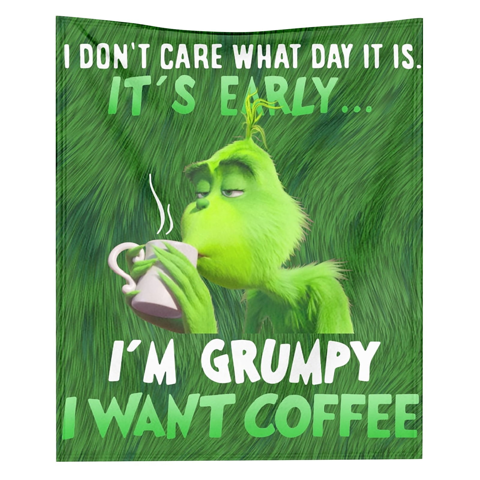 Grinch-Themed Flannel Digital Printed Blanket With 3D Embroidery Design ...
