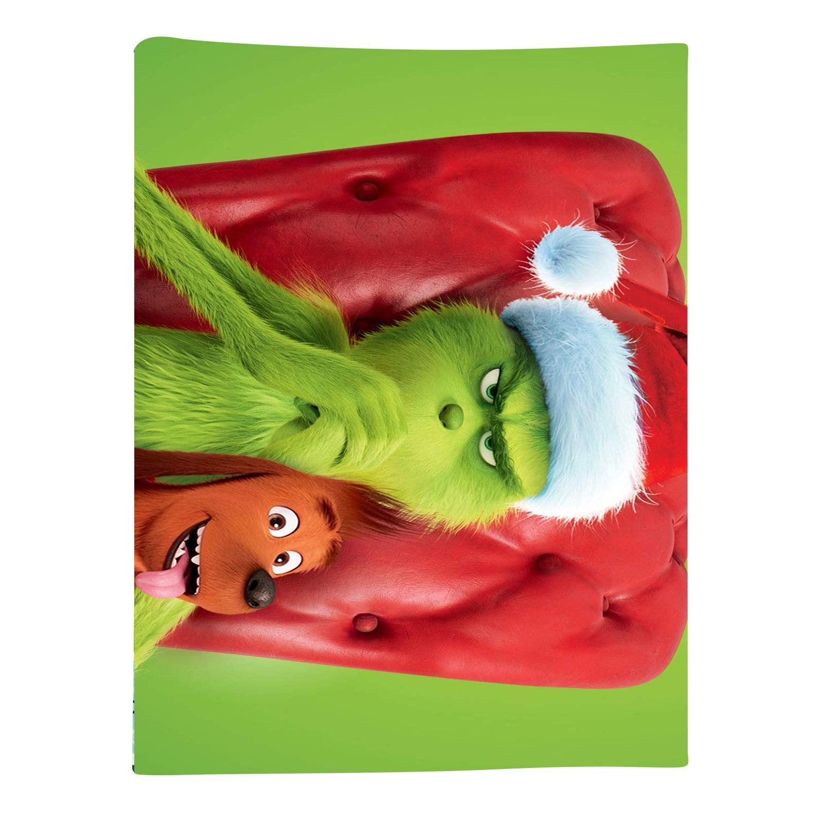 Grinch-Themed Flannel Digital Printed Throw Blanket With 3D Embroidery ...